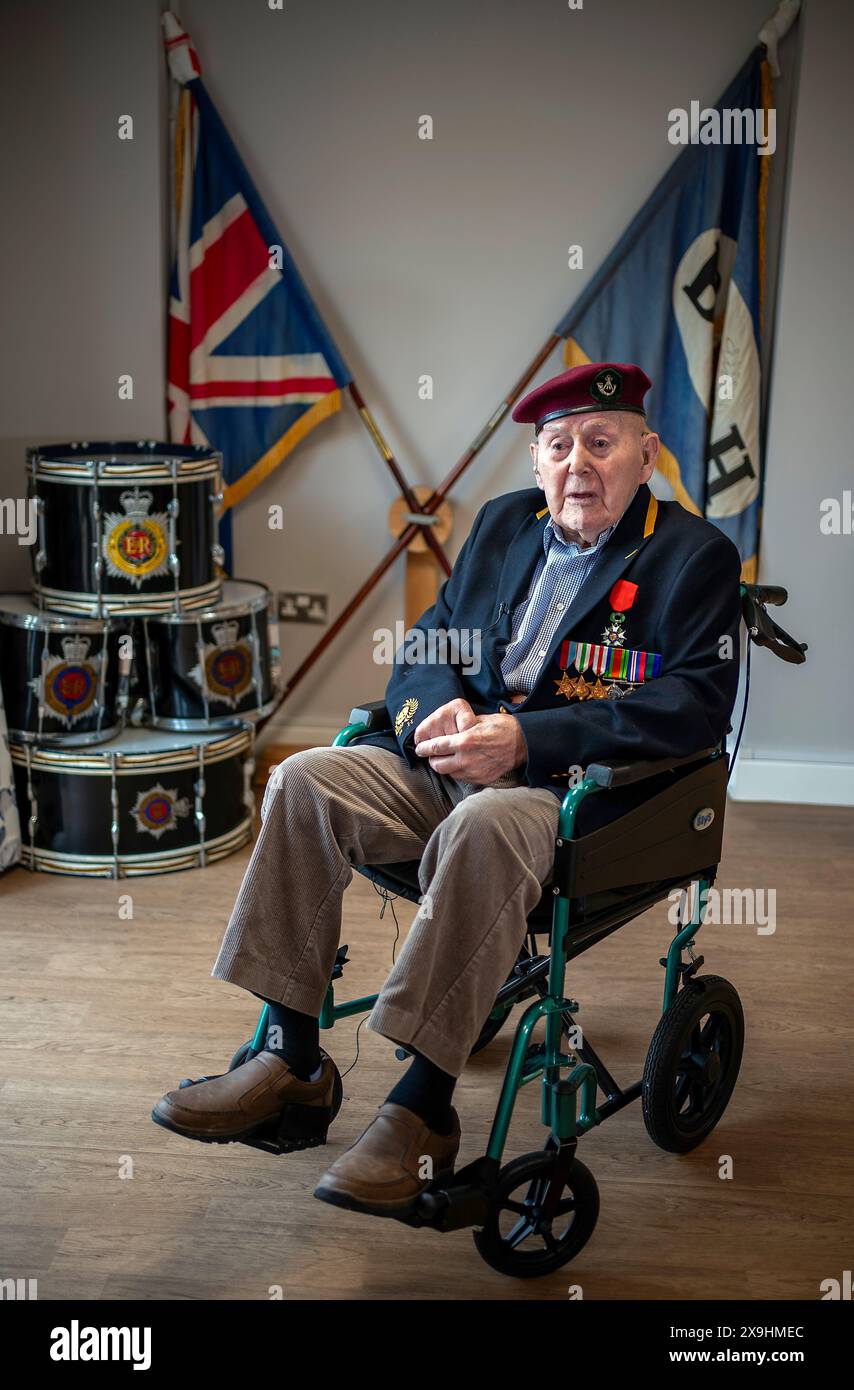 D-Day Veteran Peter Belcher at Broughton House in Salford, ahead of the ...