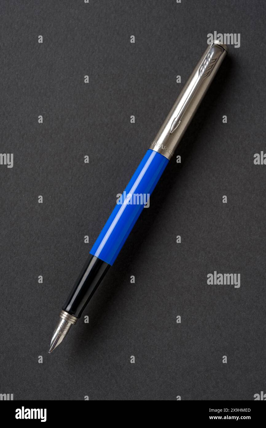 Antalya, Turkey - May 29, 2024: Parker Jotter Fountain Pen in Blue on a ...