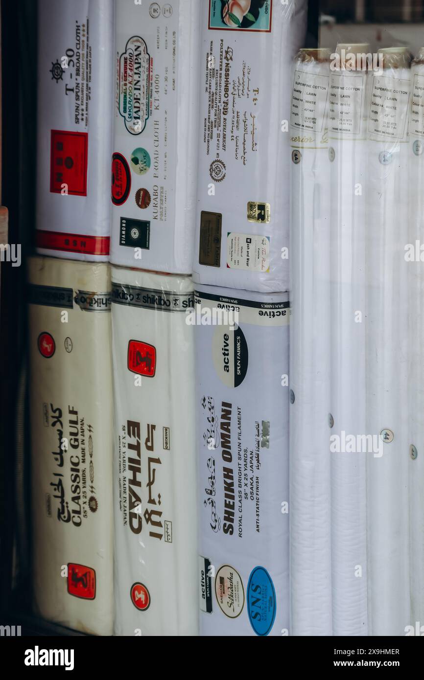 Doha, Qatar - 1 May 2024: Traditional textile shop at Souq Waqif in ...