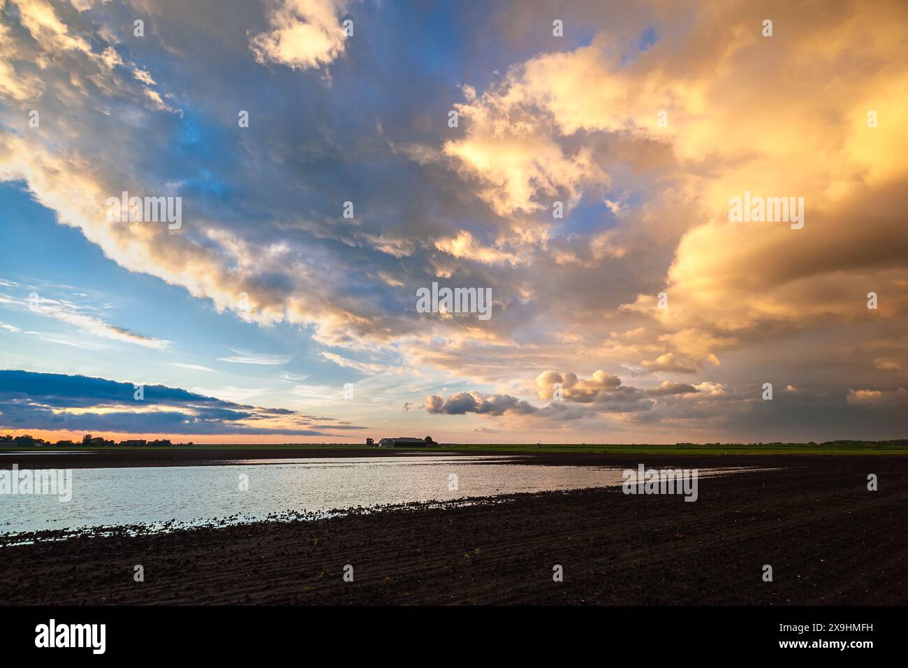 Beautiful landscape image of sunlit clouds after the passage of a ...