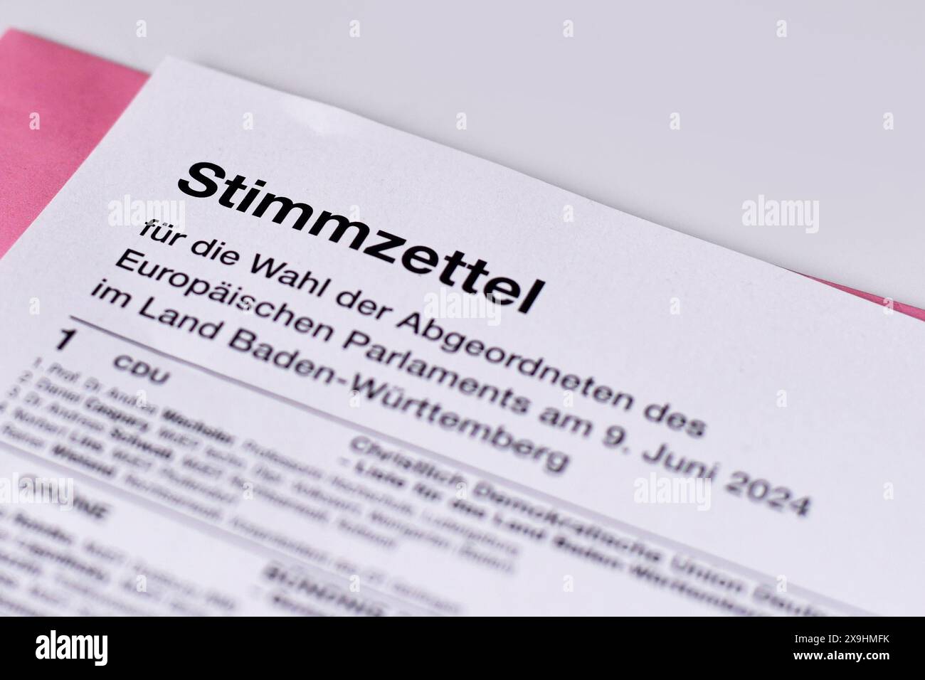 Germany - May 2024: German ballot paper for Elections to the European ...