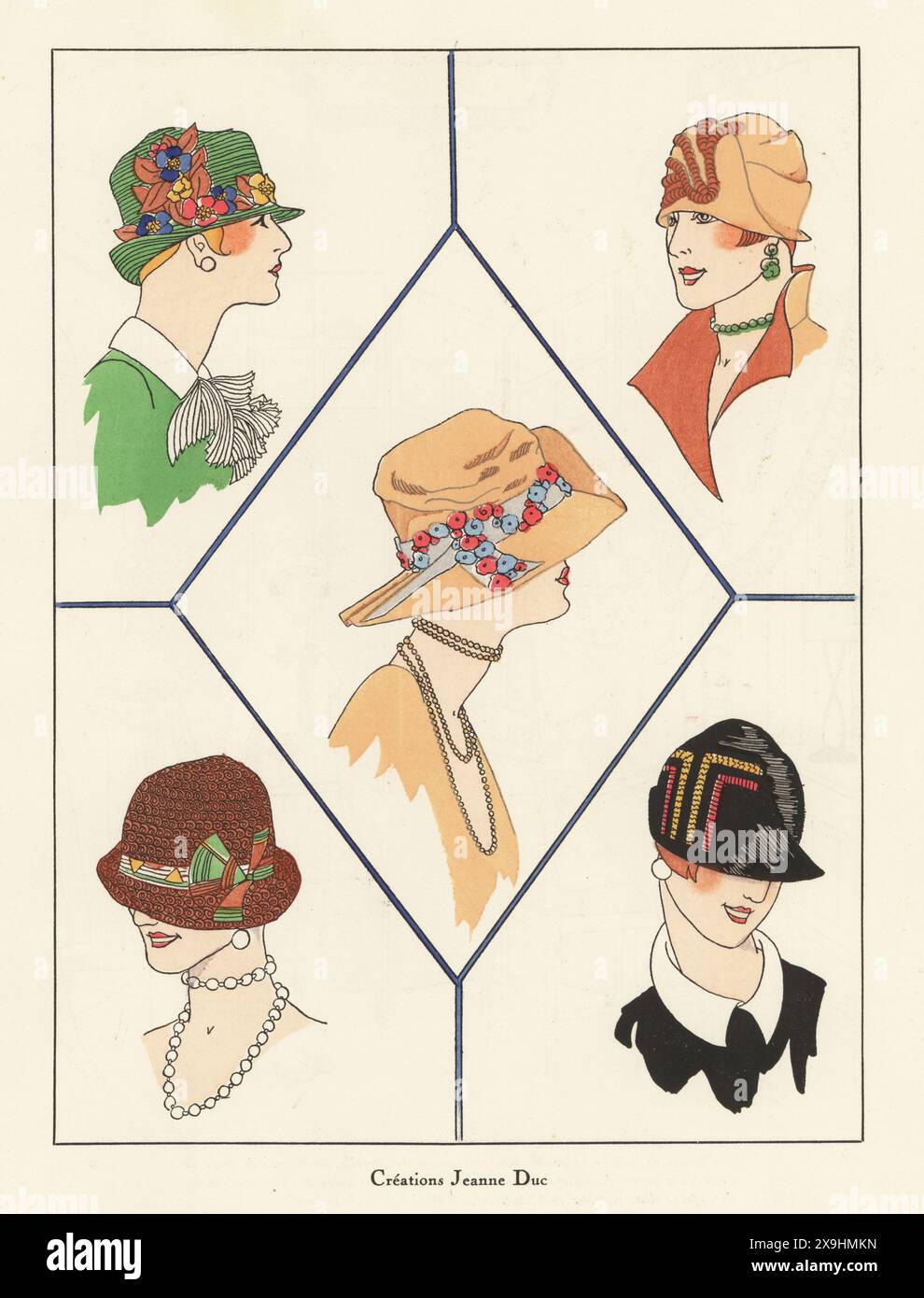 Cloche hats designed by French fashion designer Jeanne Duc ...