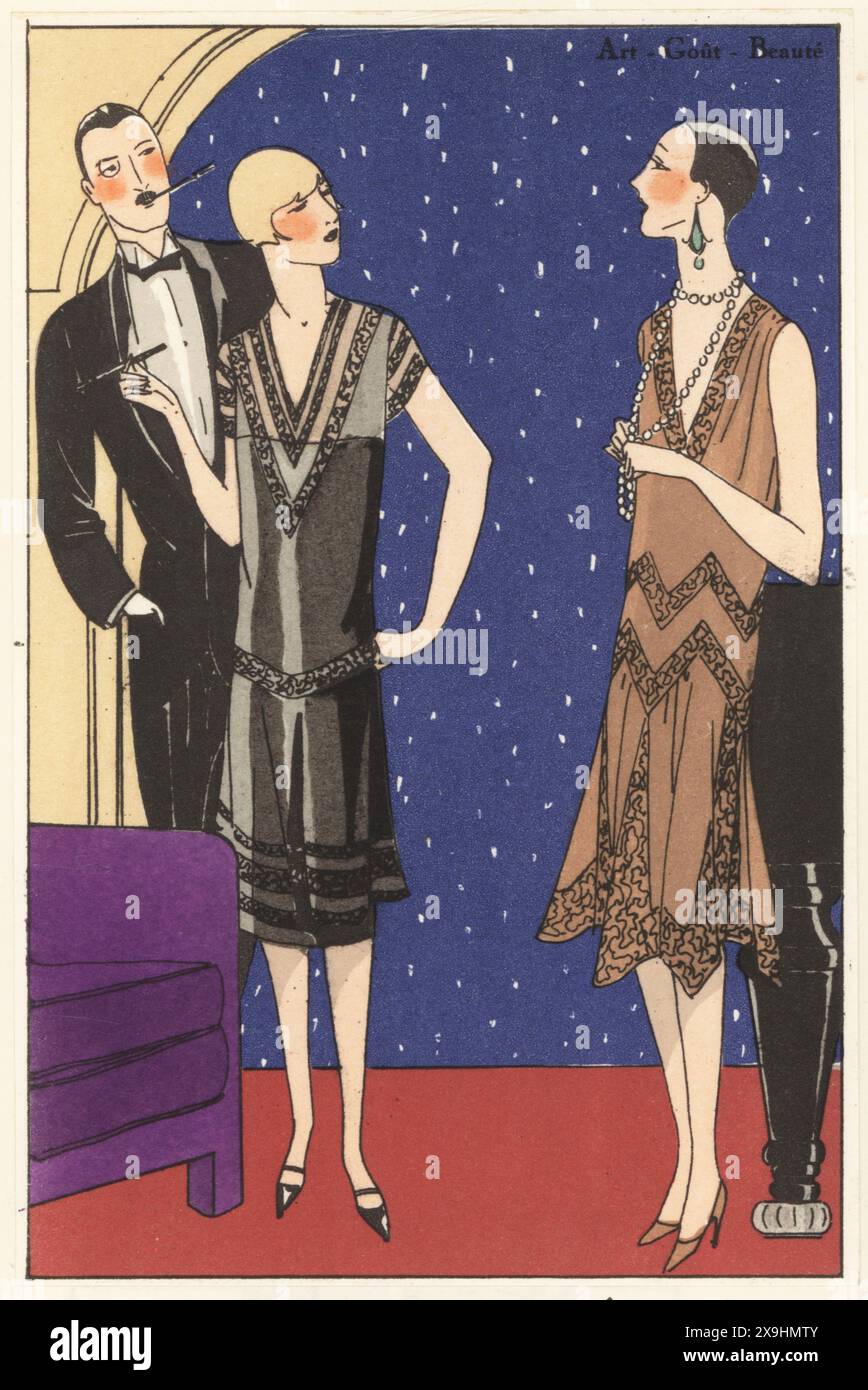 French flappers in evening dresses at a soiree, 1926. Colony Club: tea ...