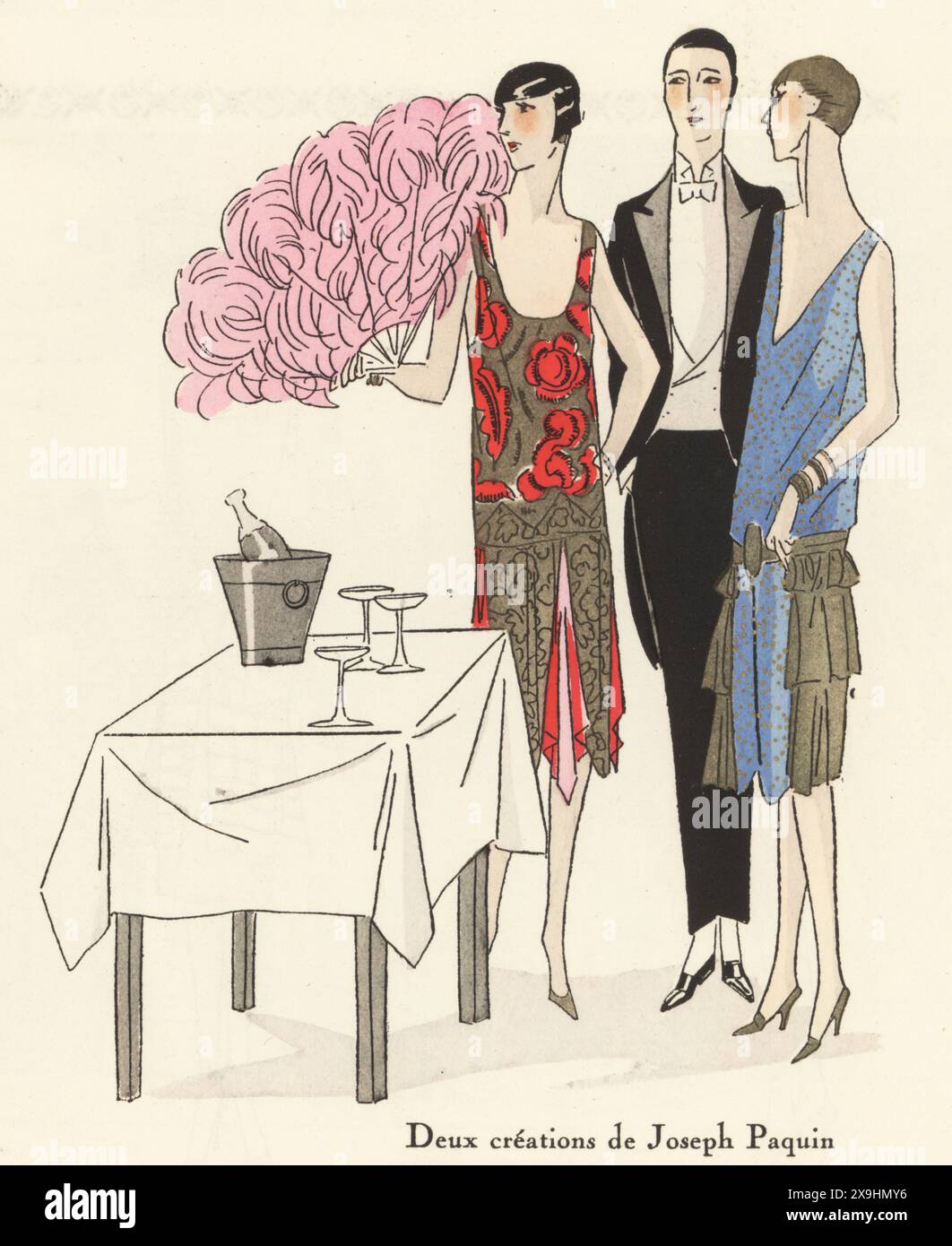 French flappers in short bobs wearing Joseph Paquin at a party with an ...