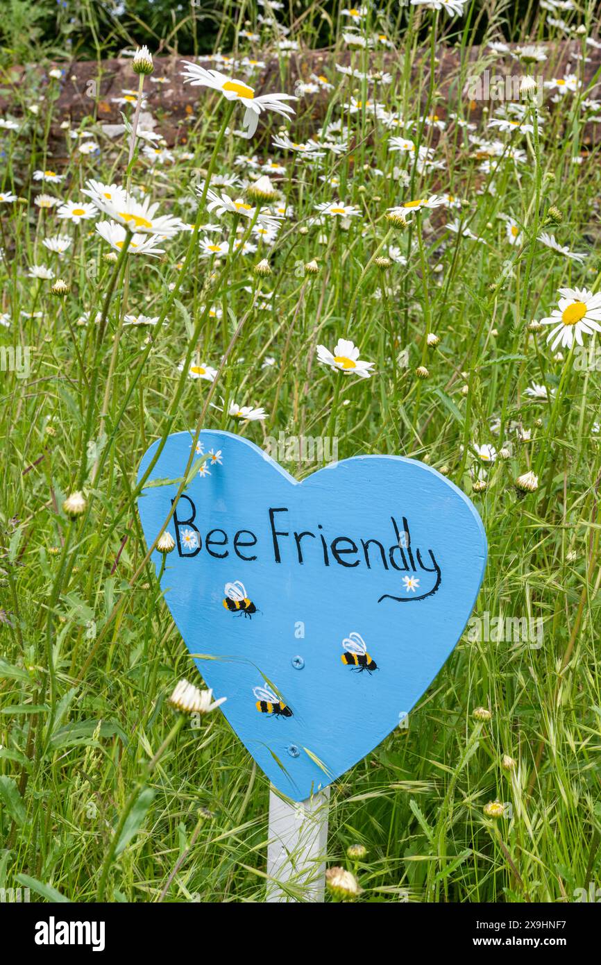 Heart shaped bee friendly sign hi-res stock photography and images - Alamy