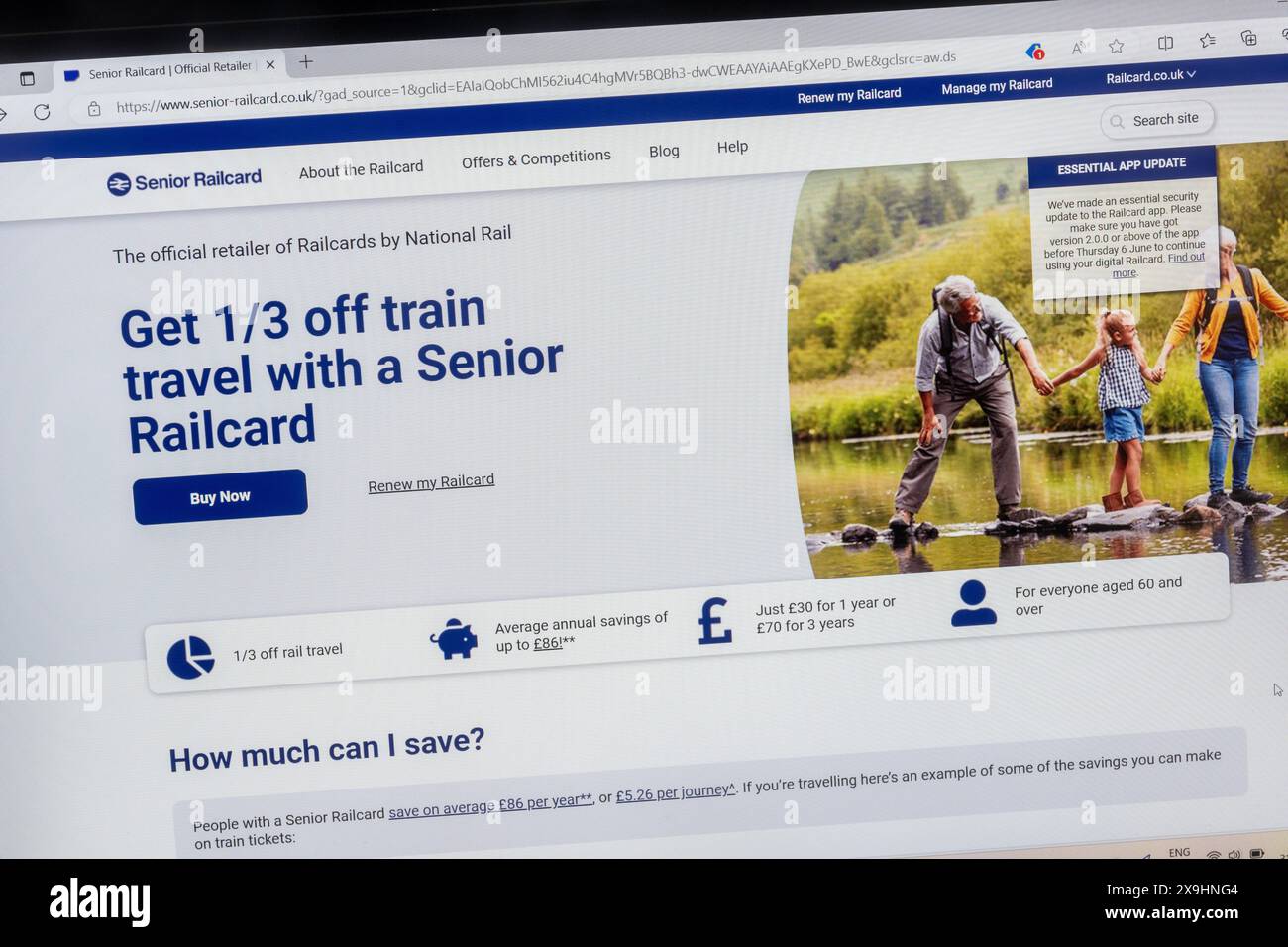 Applying for a senior railcard online, retailer for National Rail ...