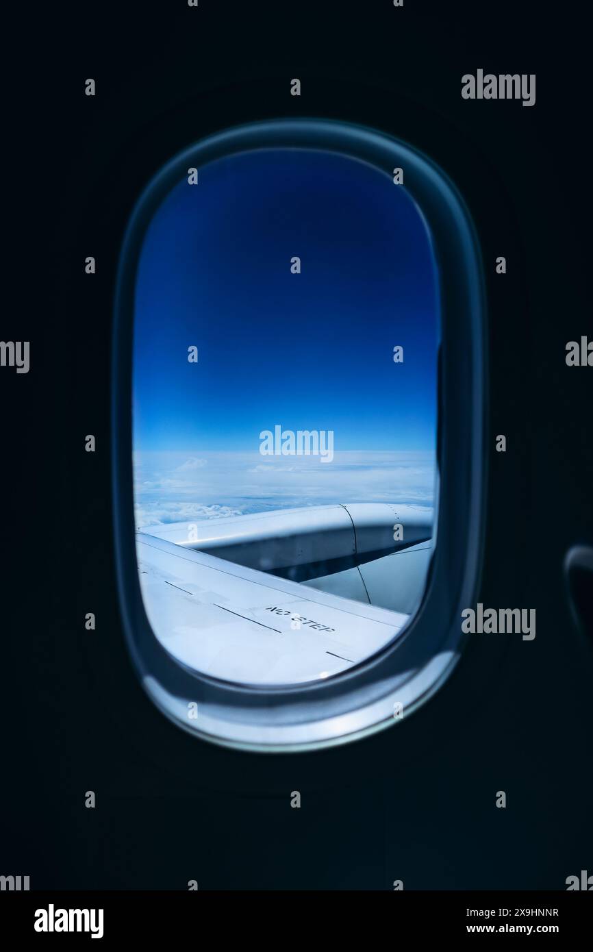 View from an airplane window during flight Stock Photo - Alamy
