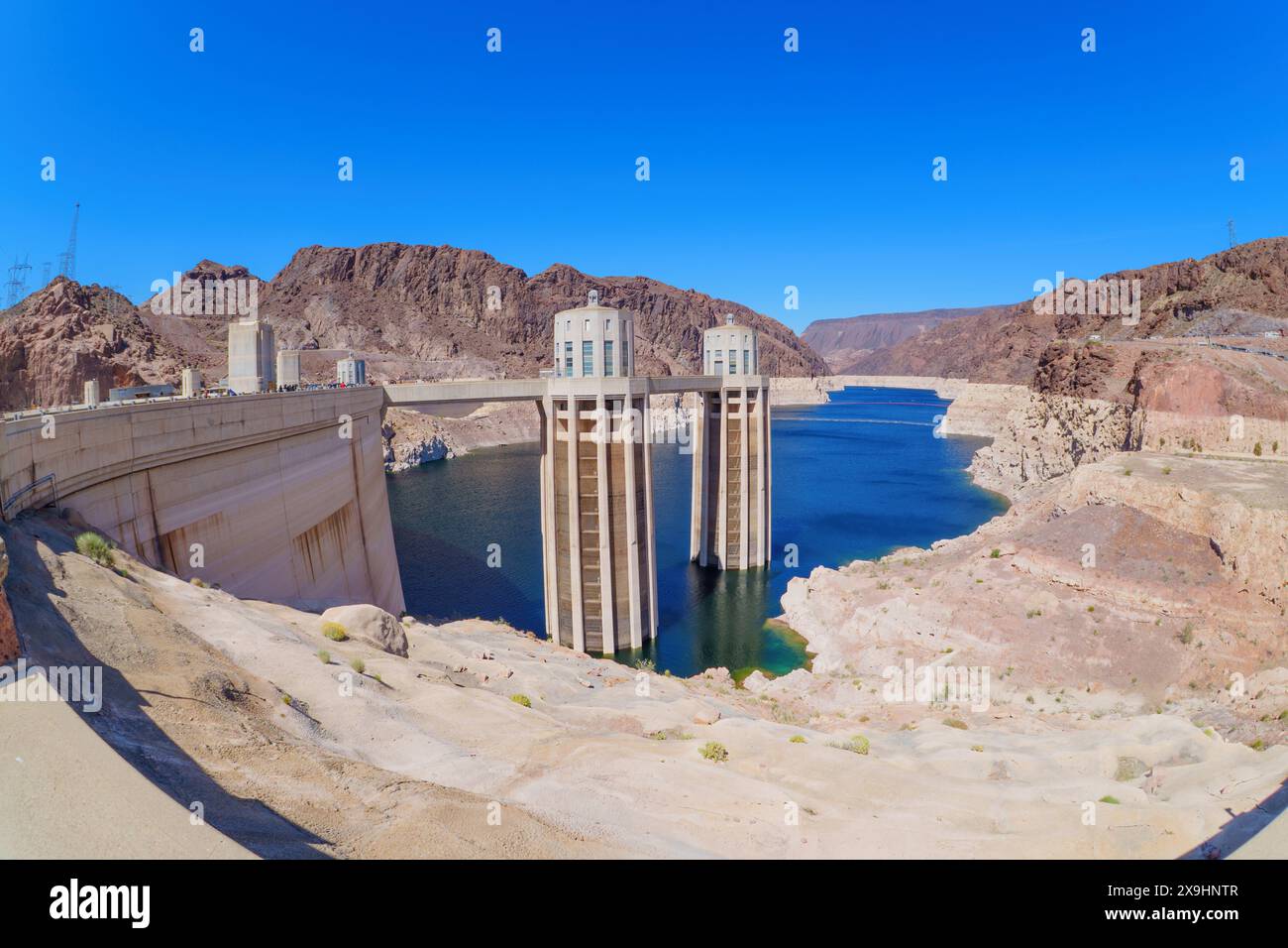 Hoover Dam Water Intake Towers and the Lake Mead Reservoir Stock Photo ...