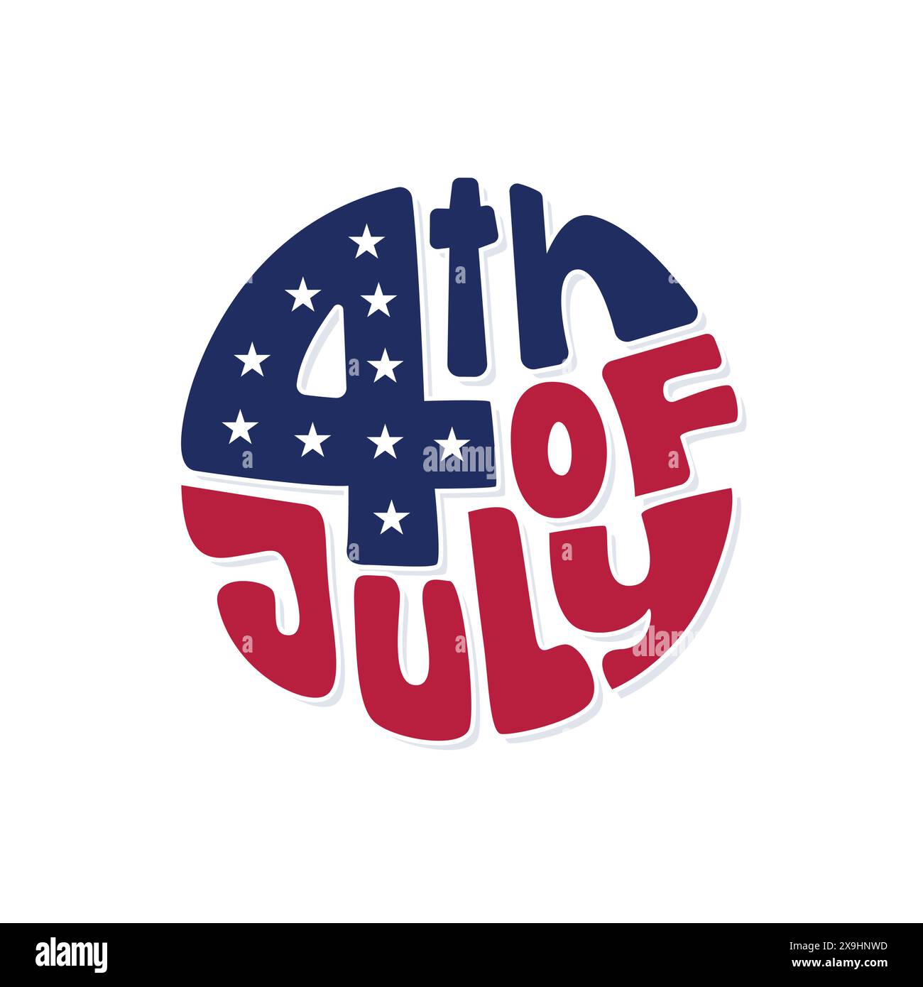 4th of July logo design with custom vector typography. American flag ...