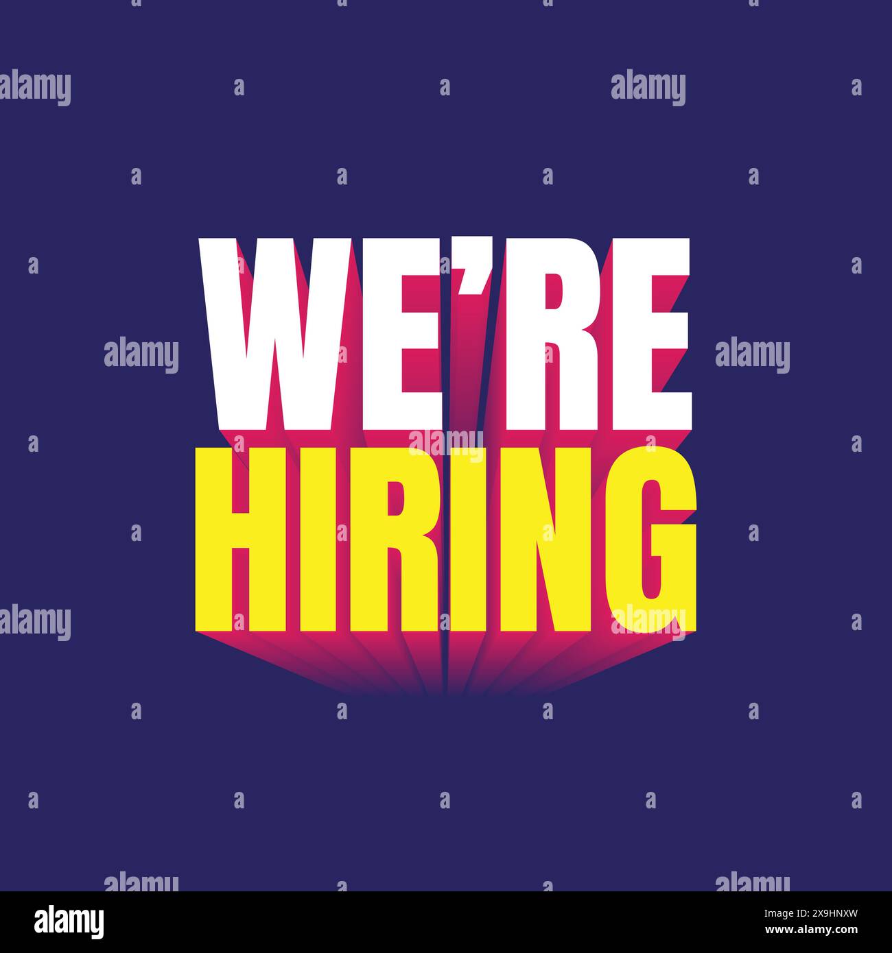 We are Hiring 3d text logo on a blue background. Job recruitment banner ...
