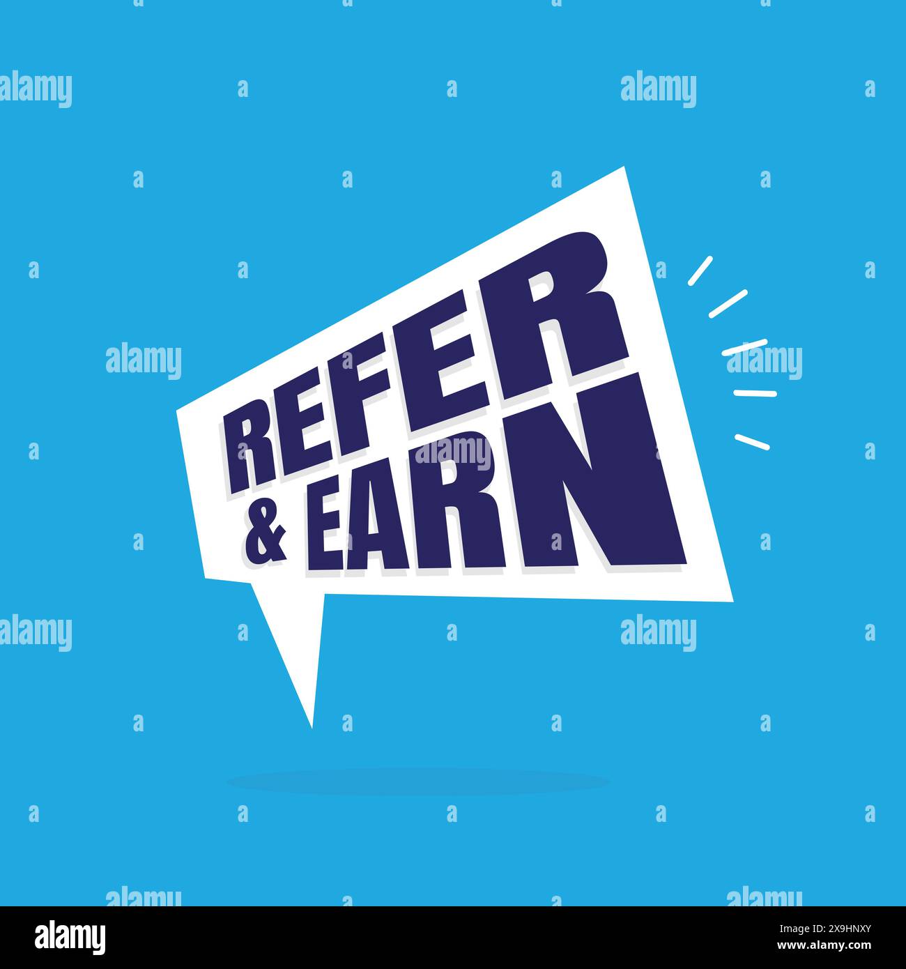 Refer and earn logo concept on a speech bubble megaphone icon. Referral ...