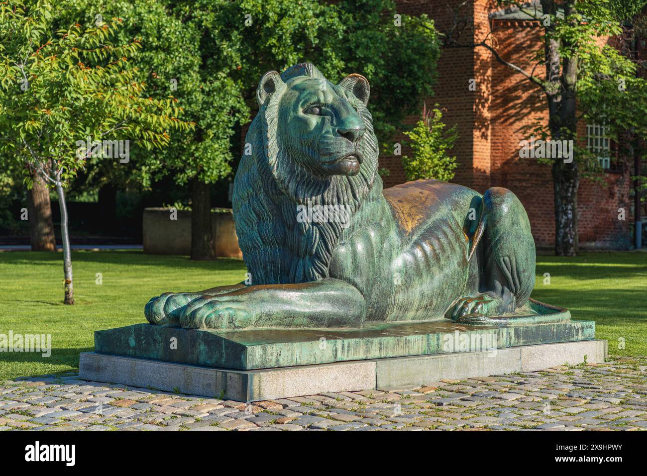 Sofia, Bulgaria, May 23, 2024. The Lion sculpture is in front of the ...