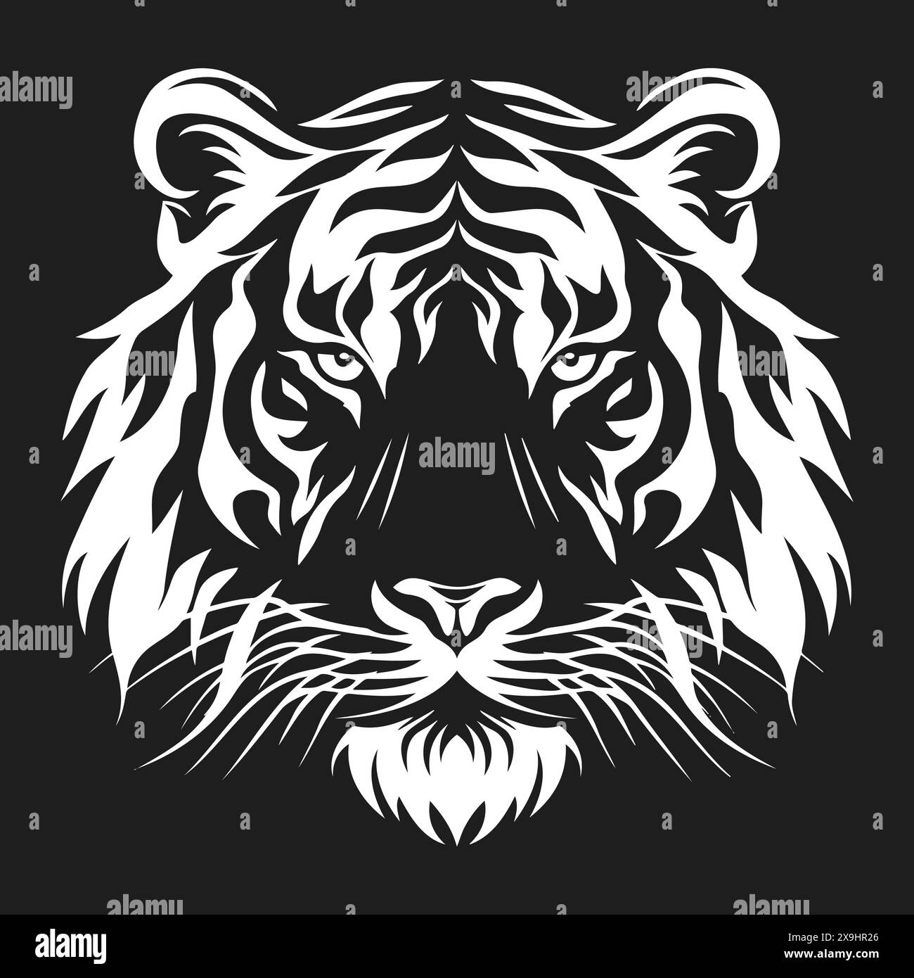 An artistic representation of a tigers facial features in monochrome Stock Vector Image & Art ...