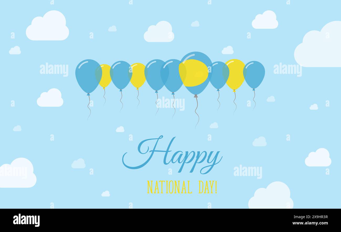Palau Independence Day Sparkling Patriotic Poster. Row of Balloons in ...