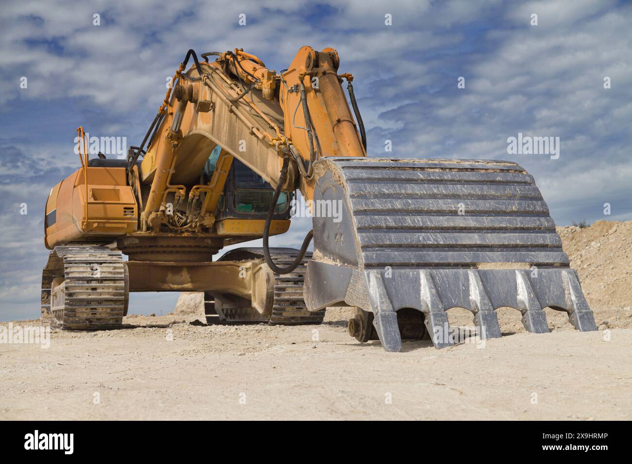 Large Hydraulic Excavator at an earthmoving site in Albesa, Spain Stock ...
