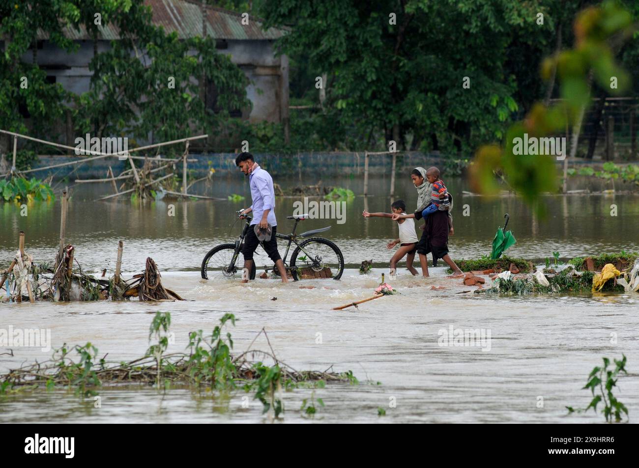 Sylhet, Bangladesh. 30th May 2024. Residents of Sylhet's Gowainghat ...