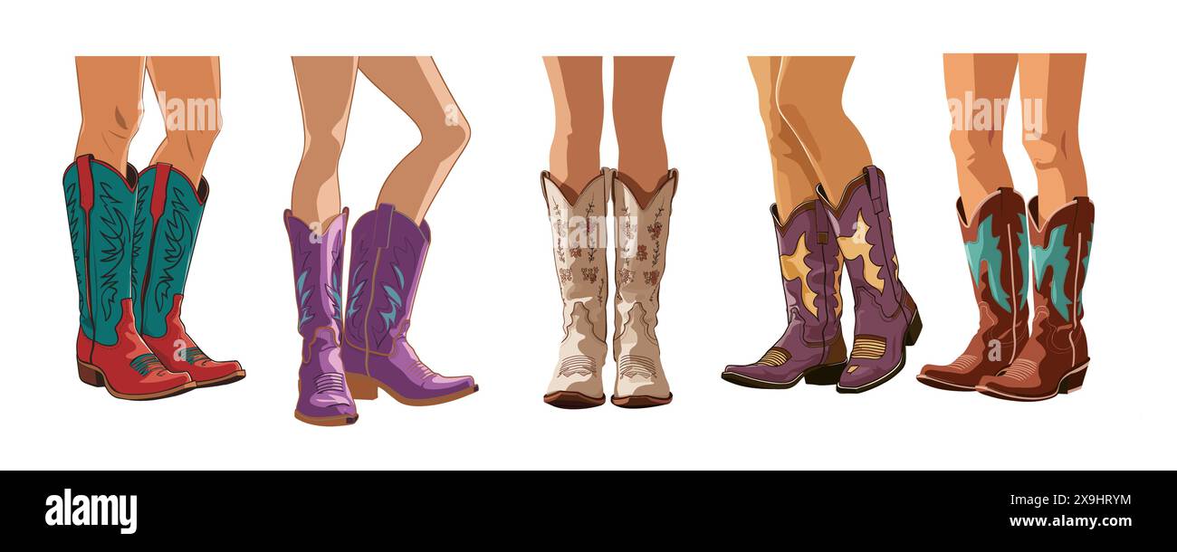 Set of Legs in western cowboy boots vector Stock Vector Image & Art - Alamy