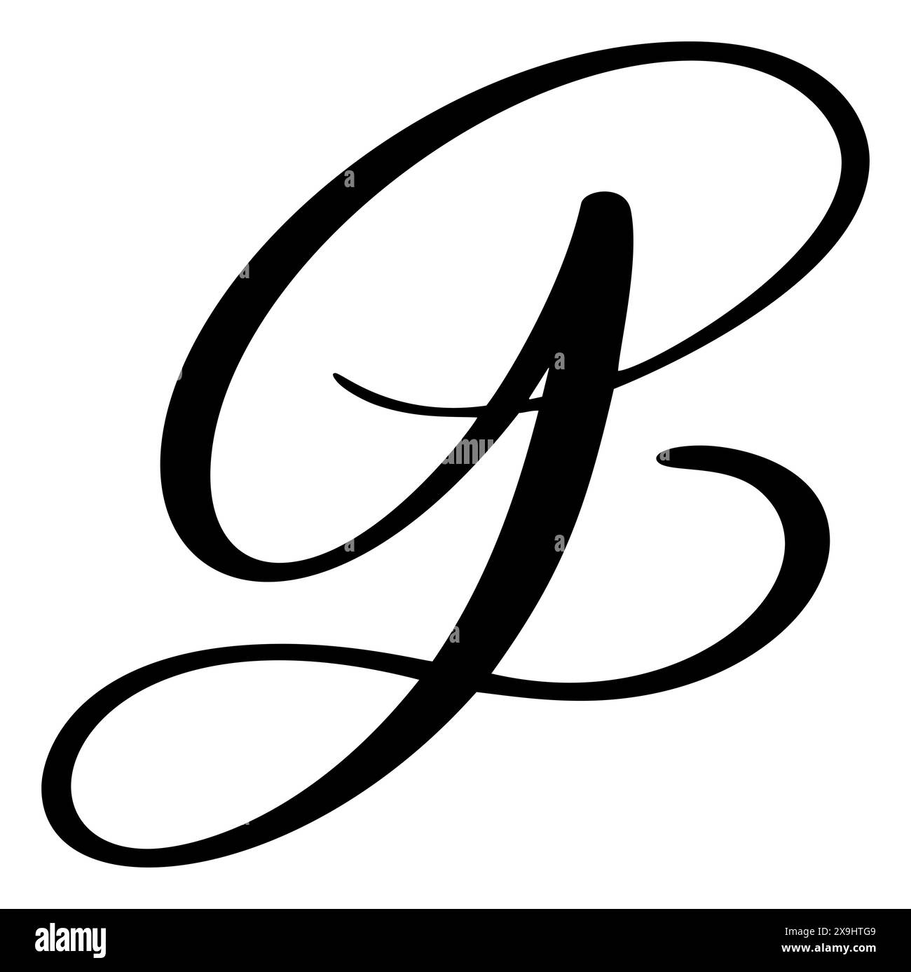 Vector calligraphy hand drawn letter G. Script font logo icon ...