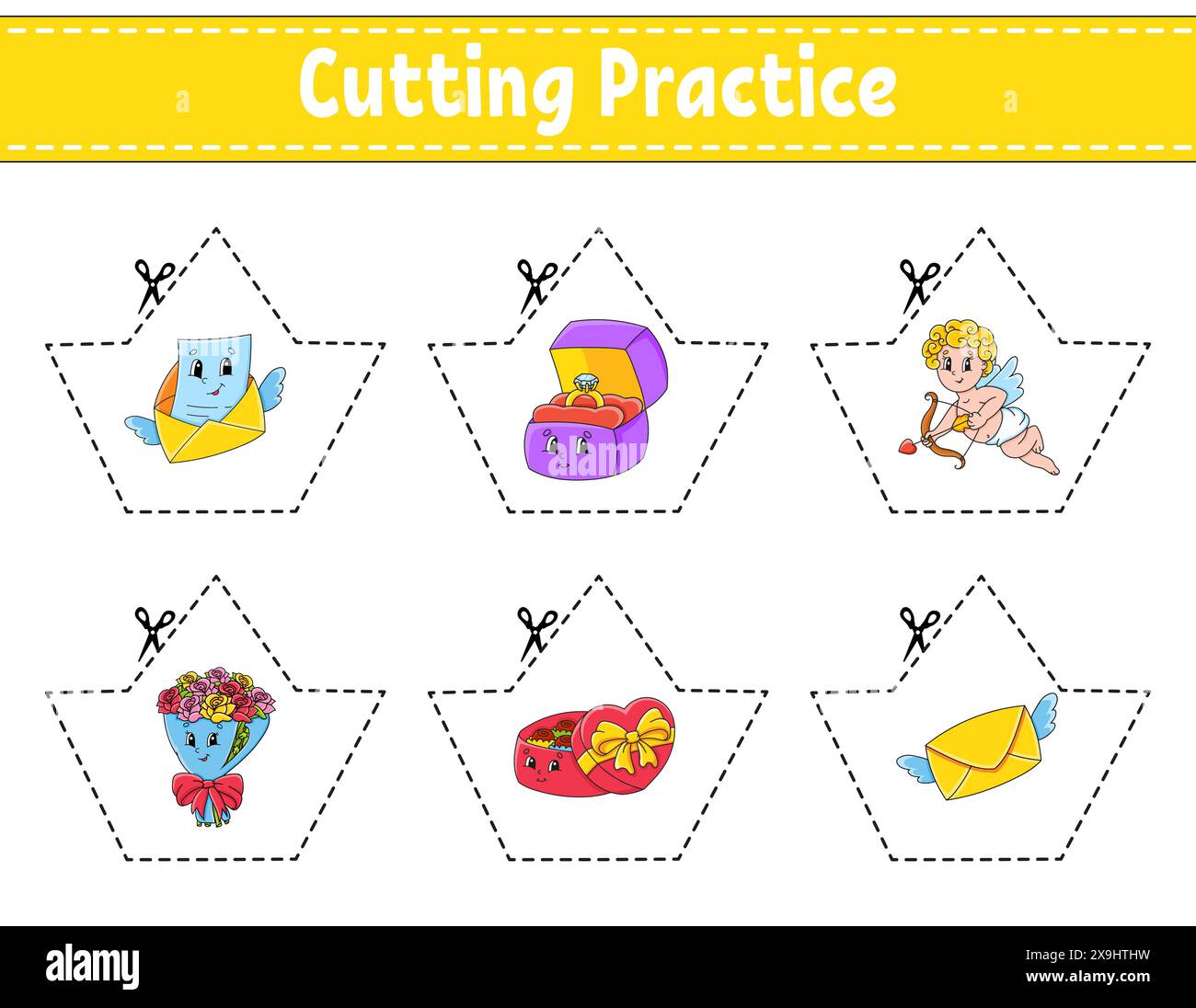 Cutting practice for kids. Education developing worksheet. Activity ...