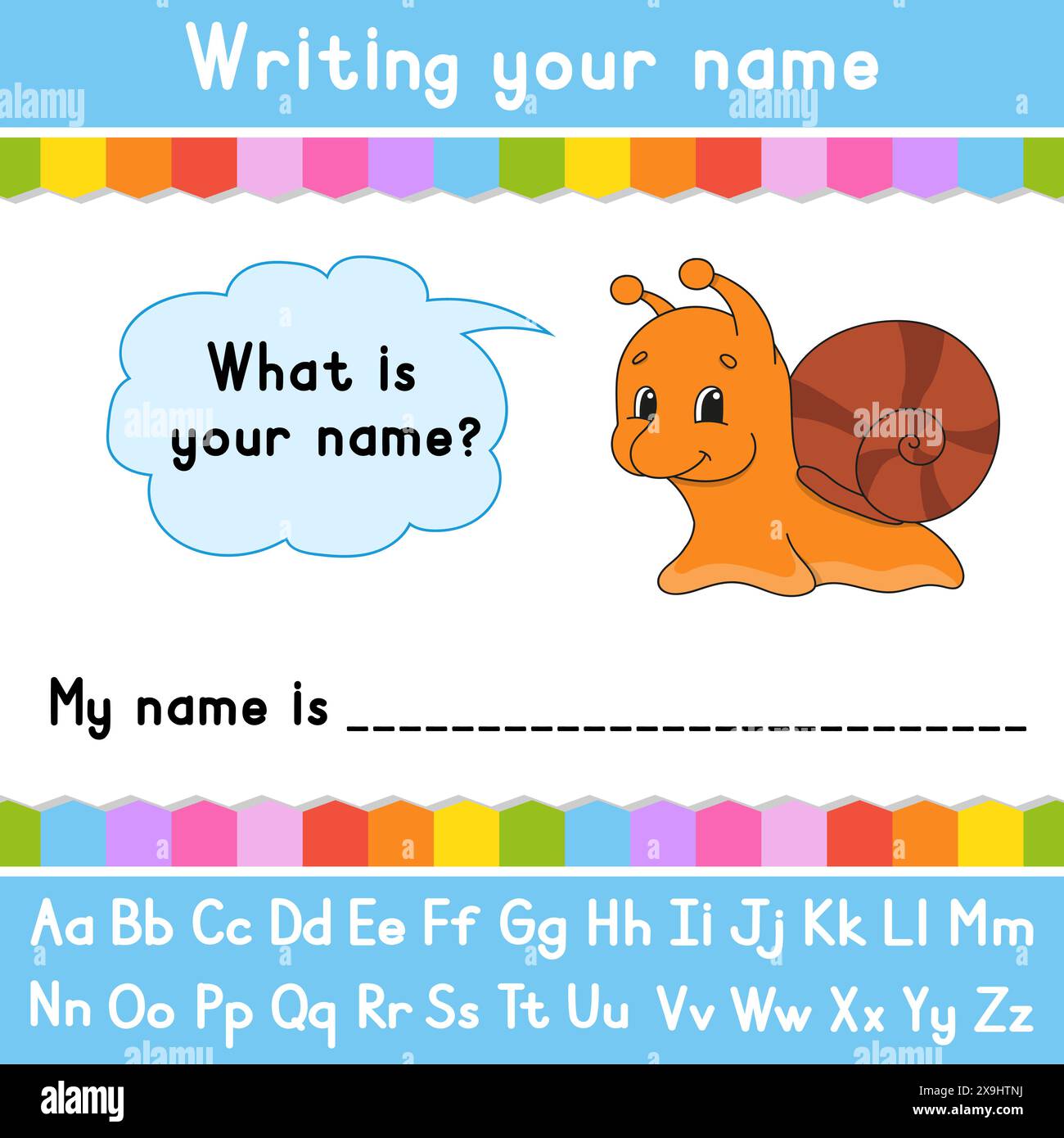 Writing your name. Educational activity worksheet for kids and toddlers ...