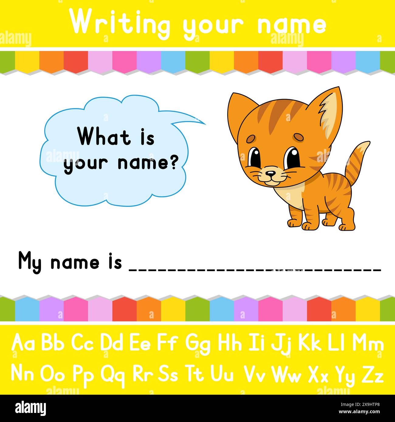 Writing your name. Educational activity worksheet for kids and toddlers ...