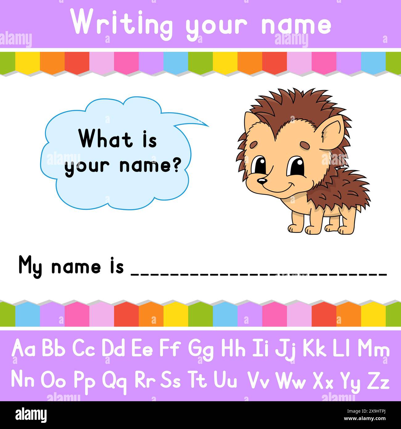 Writing your name. Educational activity worksheet for kids and toddlers ...
