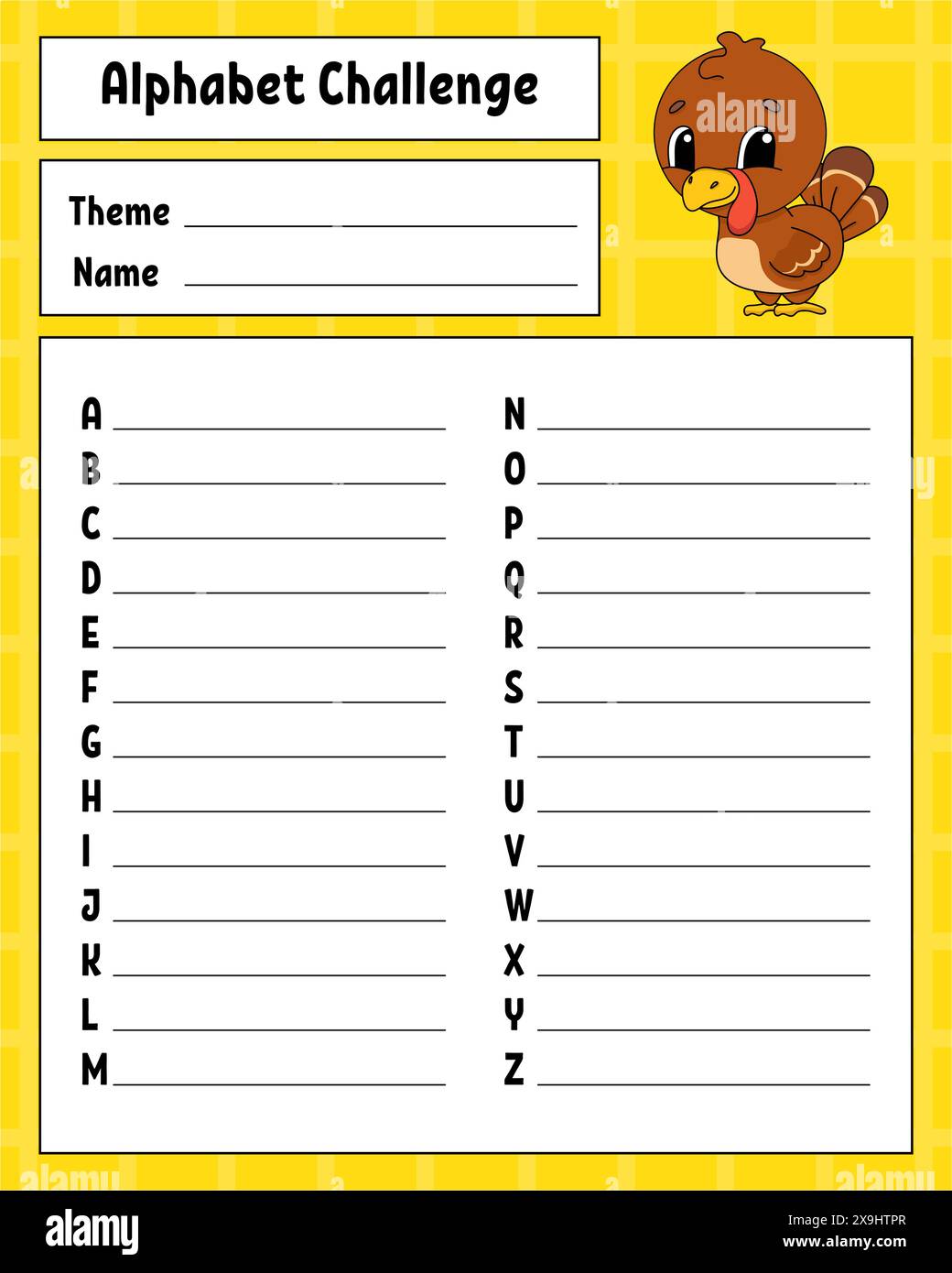 Alphabet challenge. Educational activity worksheet for kids and ...