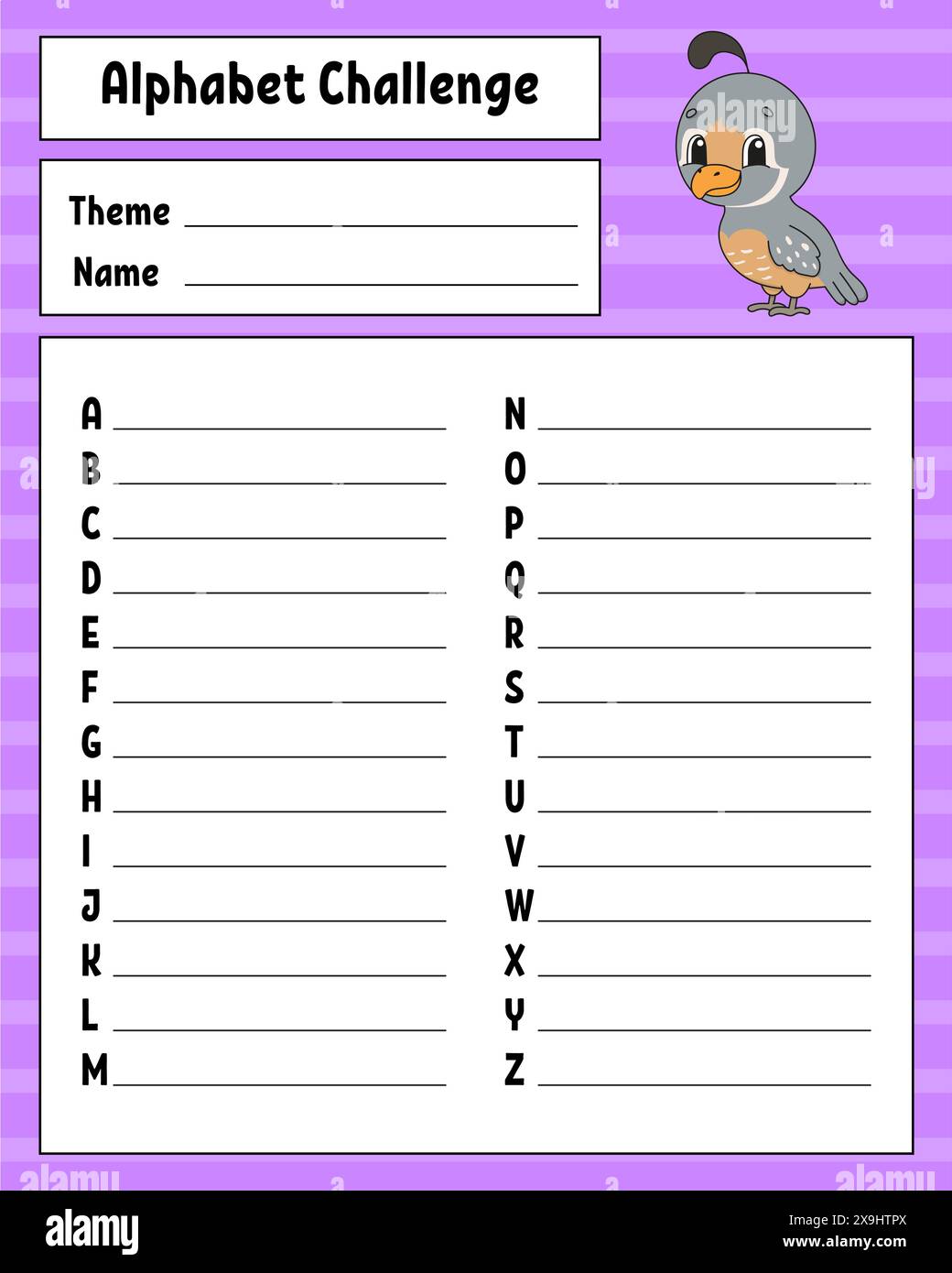 Alphabet challenge. Educational activity worksheet for kids and ...
