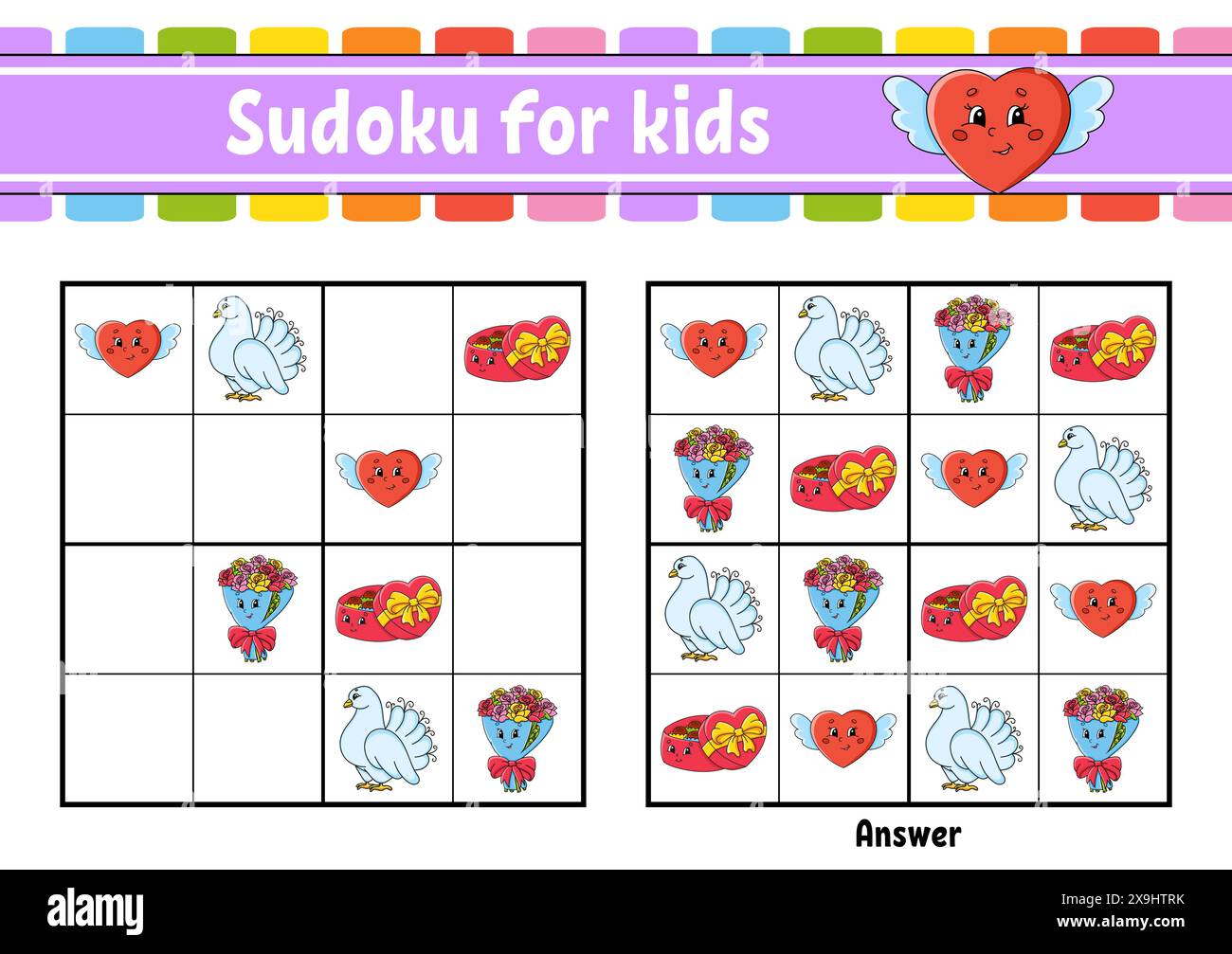 Sudoku for kids. Education developing worksheet. cartoon character ...