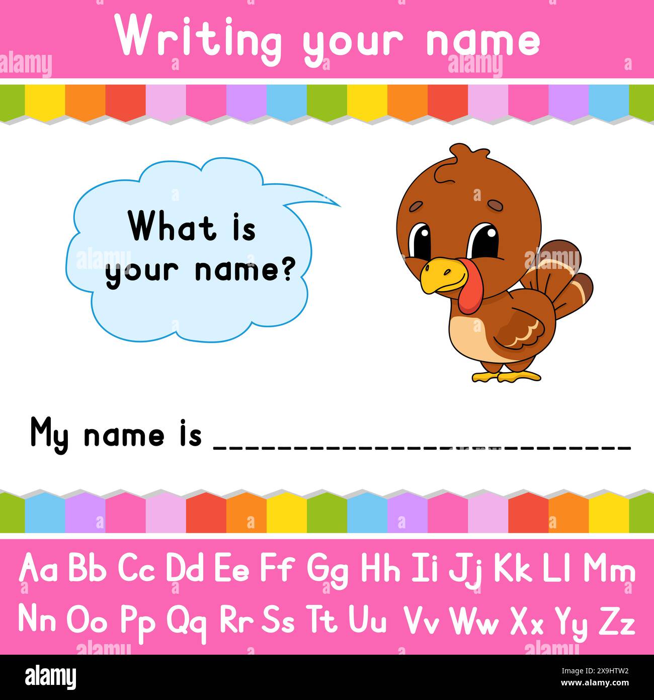 Writing your name. Educational activity worksheet for kids and toddlers ...