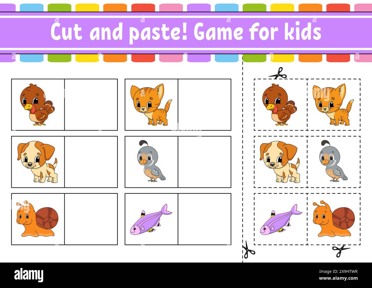 Cut and paste. Game for kids. Educational activity worksheet for kids ...