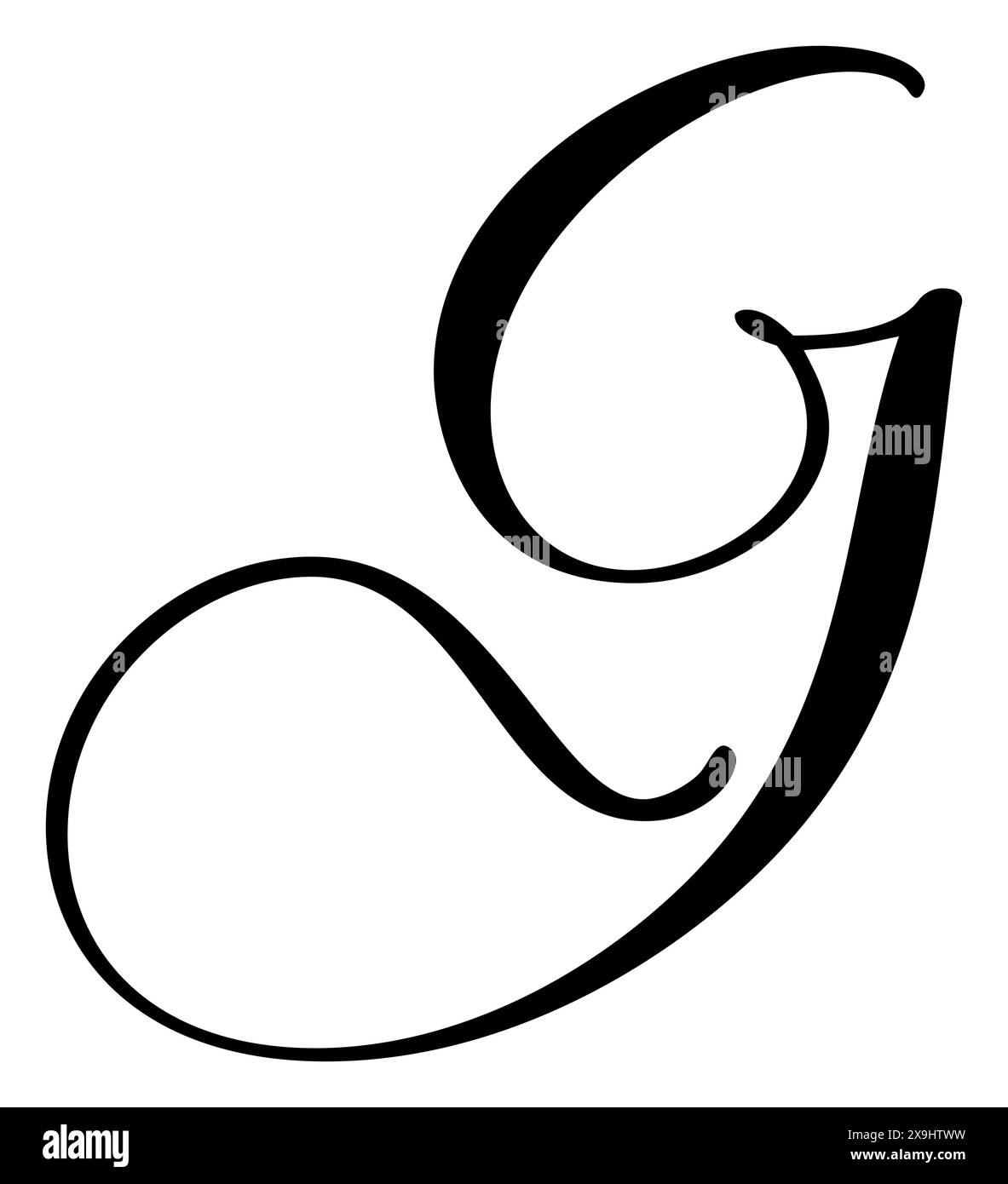 Vector calligraphy hand drawn letter G. Script font logo icon ...