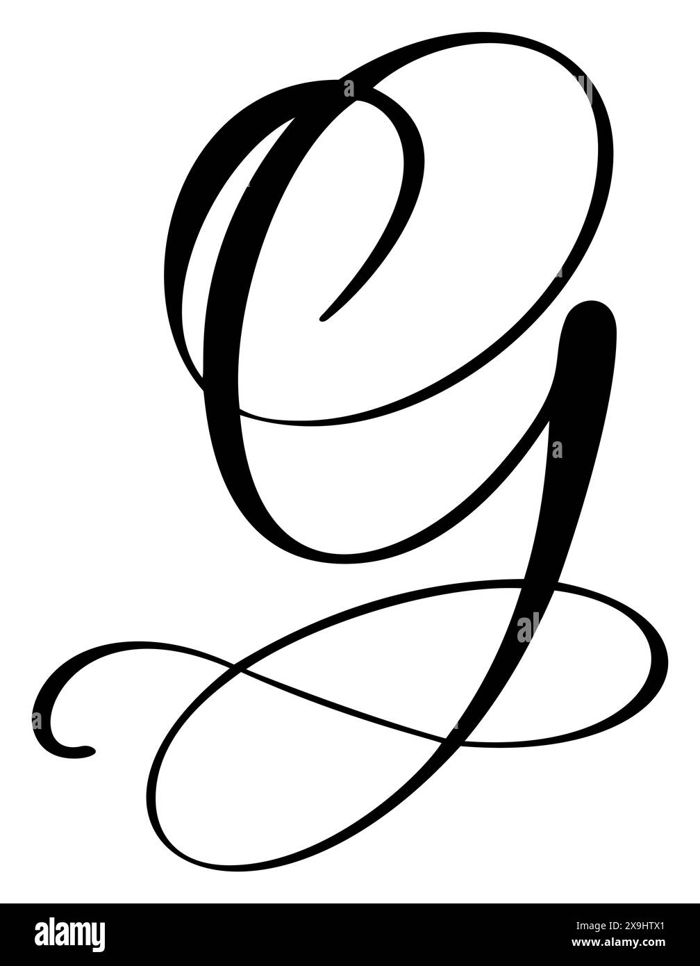 Hand drawn vector calligraphy letter G. Script font logo. Handwritten ...