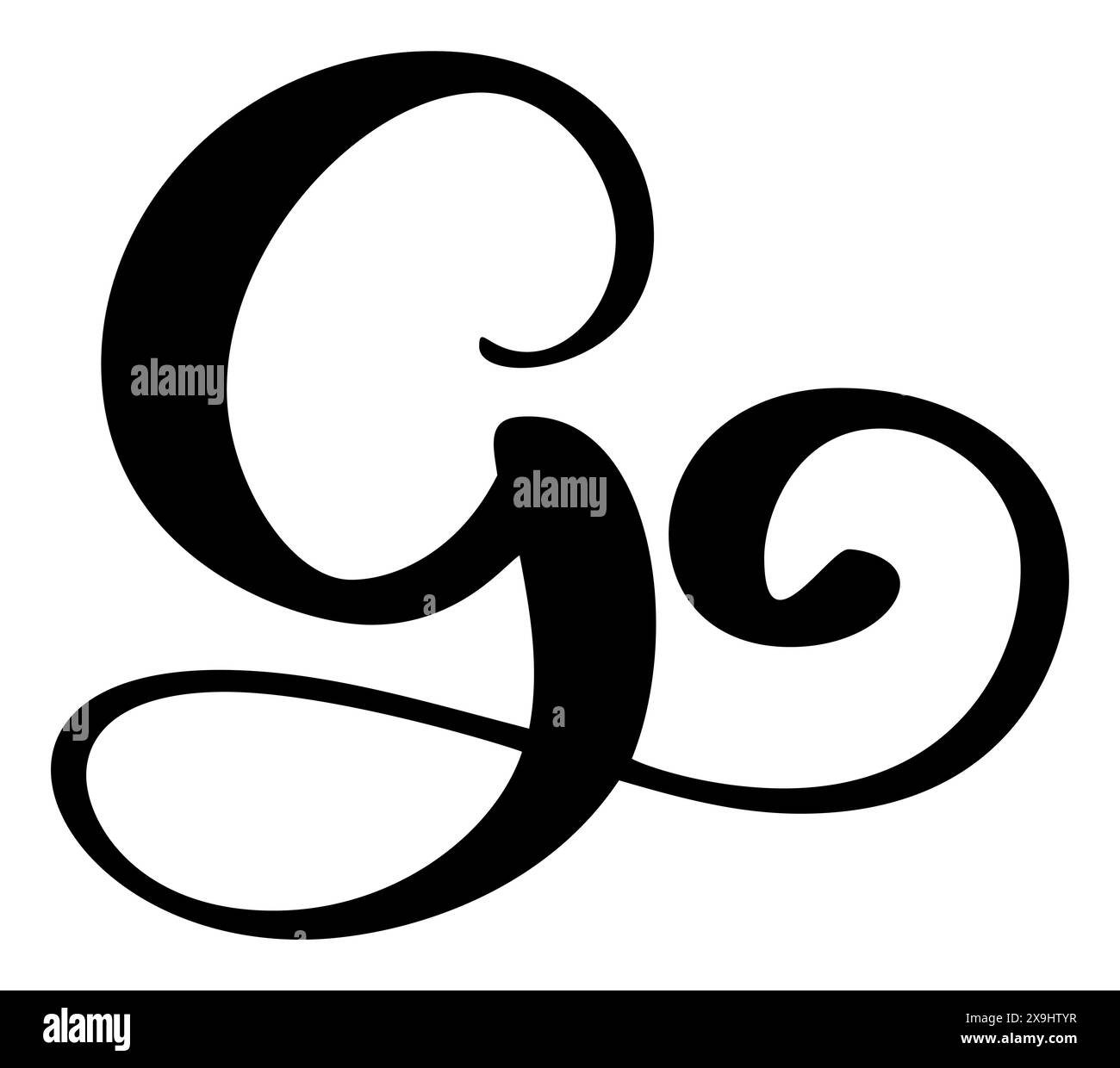 Vector calligraphy hand drawn letter G logo. Script font. Handwritten ...