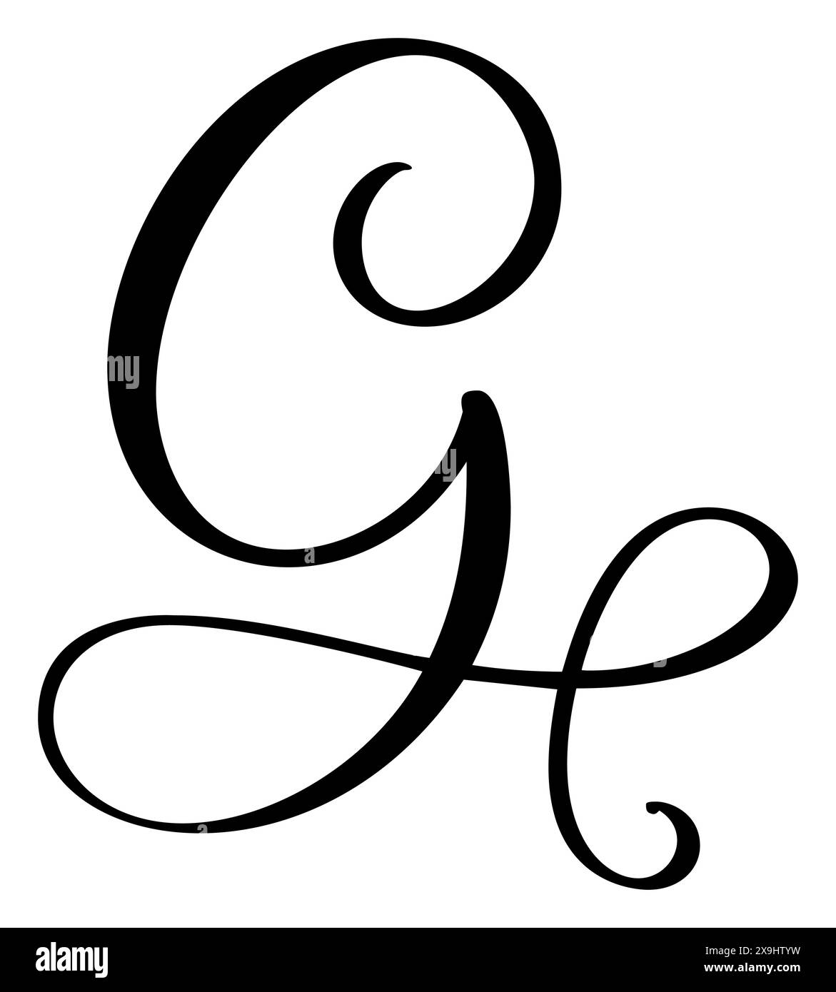 Hand drawn vector calligraphy letter G. Script font logo. Handwritten ...