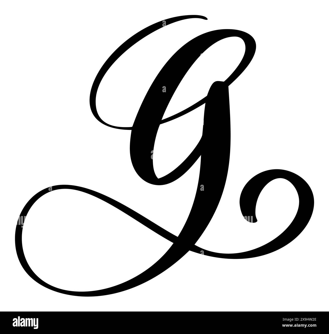 Vector calligraphy hand drawn letter G. Script font logo icon ...