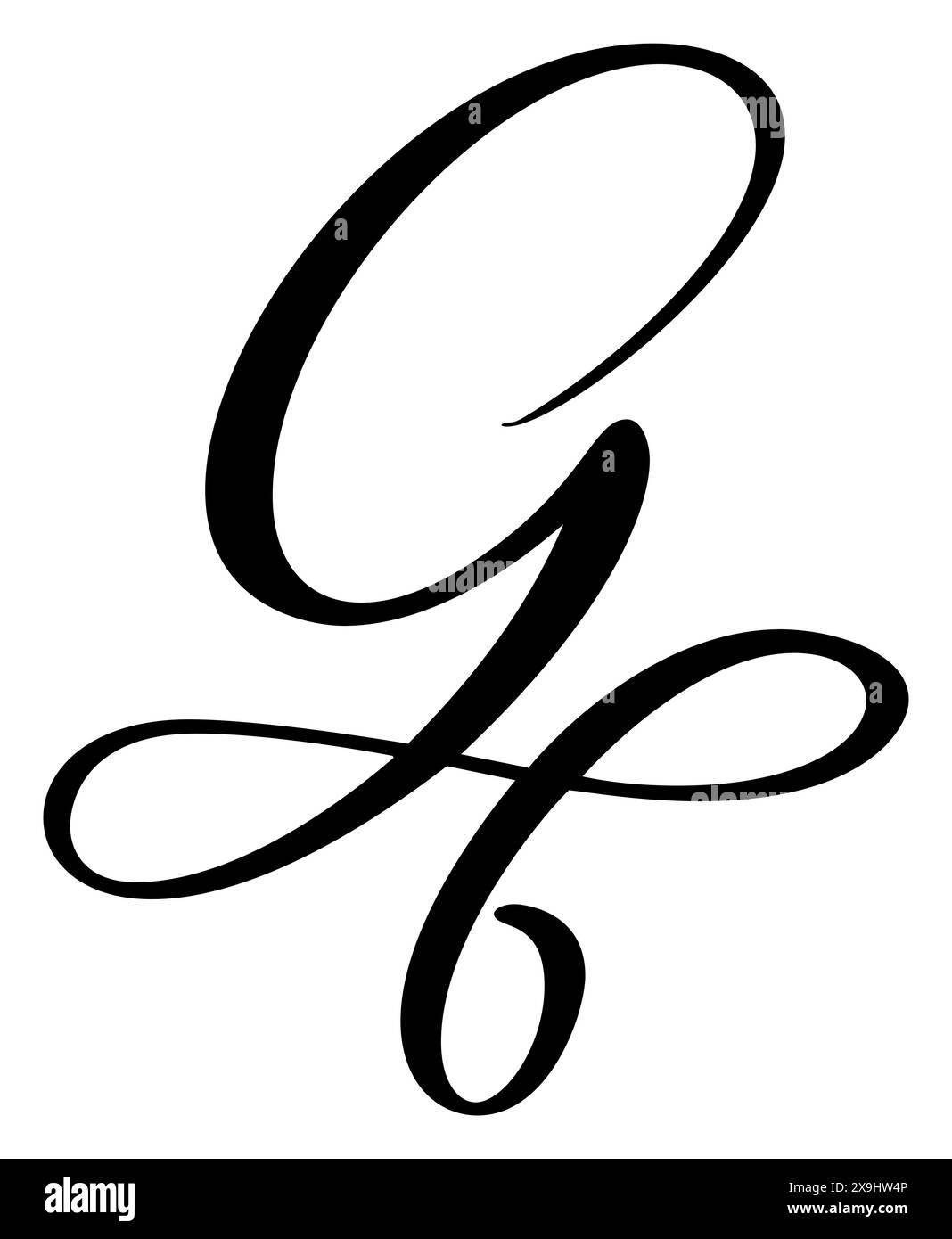 Vector calligraphy hand drawn letter G logo. Script font. Handwritten ...