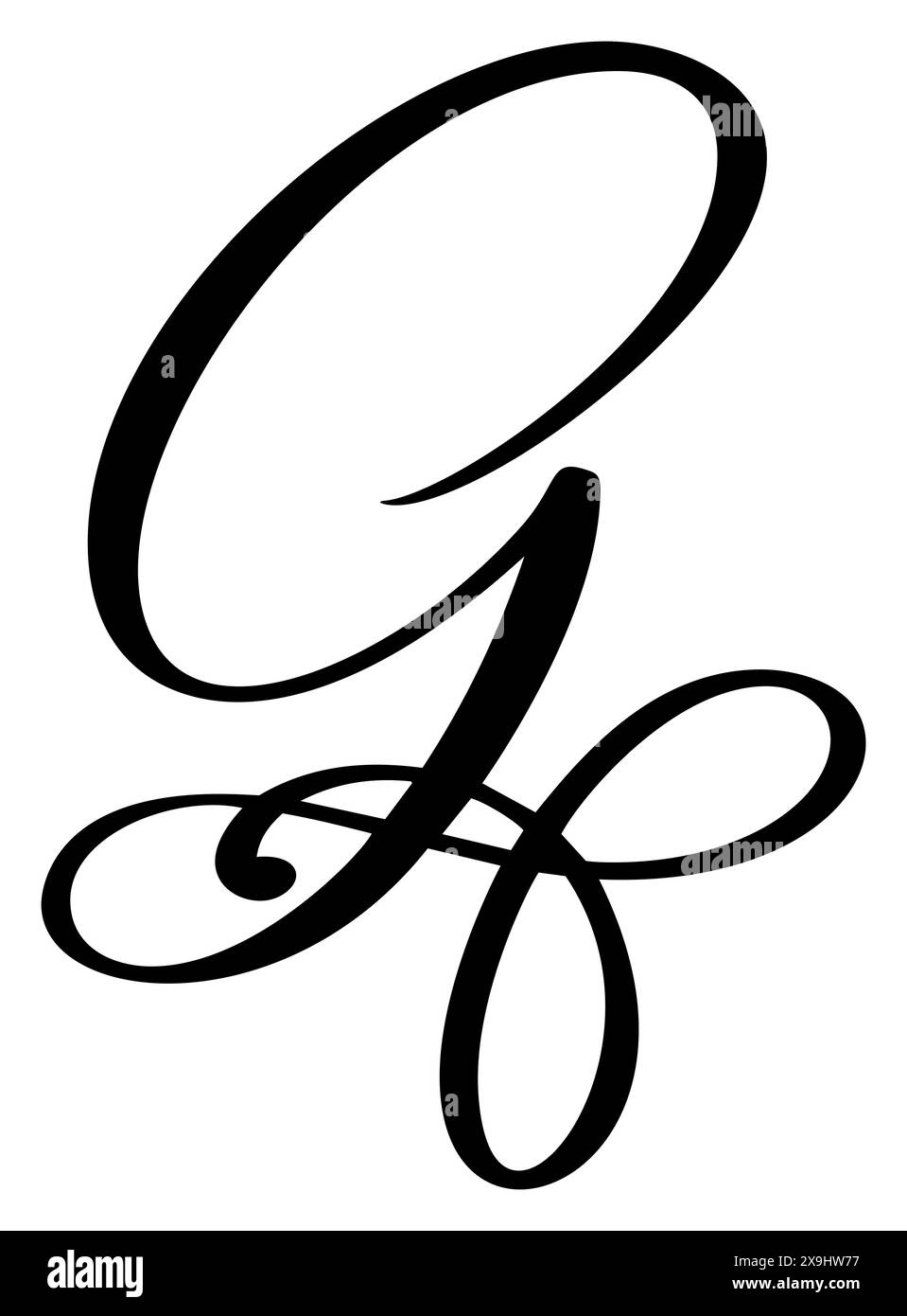 Vector calligraphy hand drawn letter G. Script font logo icon ...