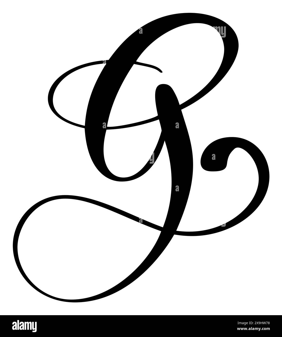 Vector calligraphy hand drawn letter G. Script font logo icon ...