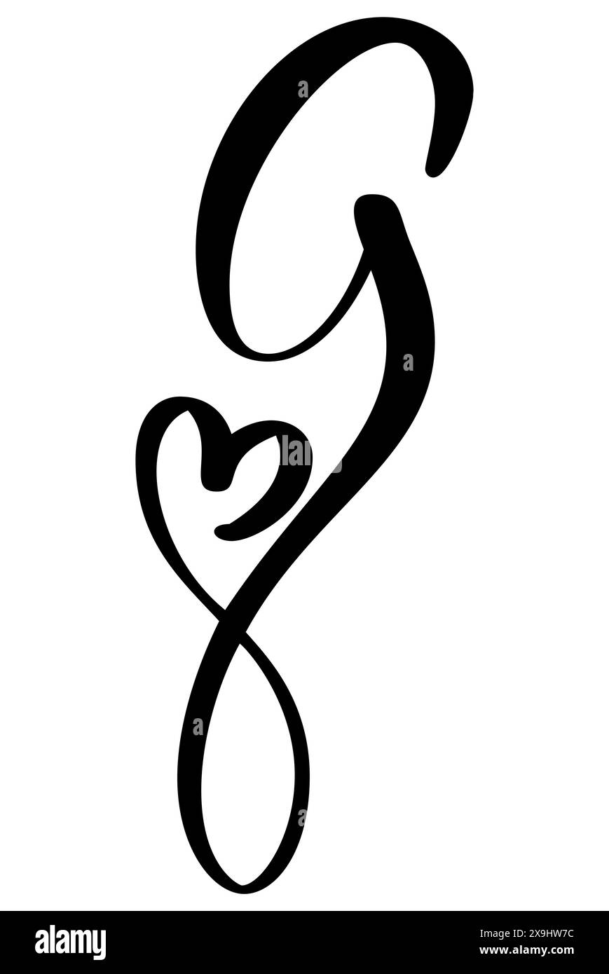 Hand drawn vector calligraphy letter G. Script font logo. Handwritten ...