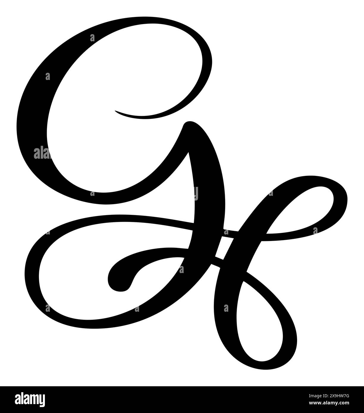 Vector calligraphy hand drawn letter G logo. Script font. Handwritten ...