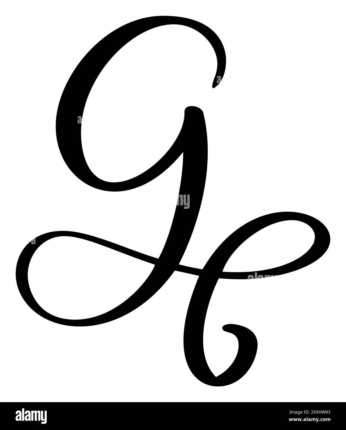 Hand drawn vector calligraphy letter G. Script font logo. Handwritten ...