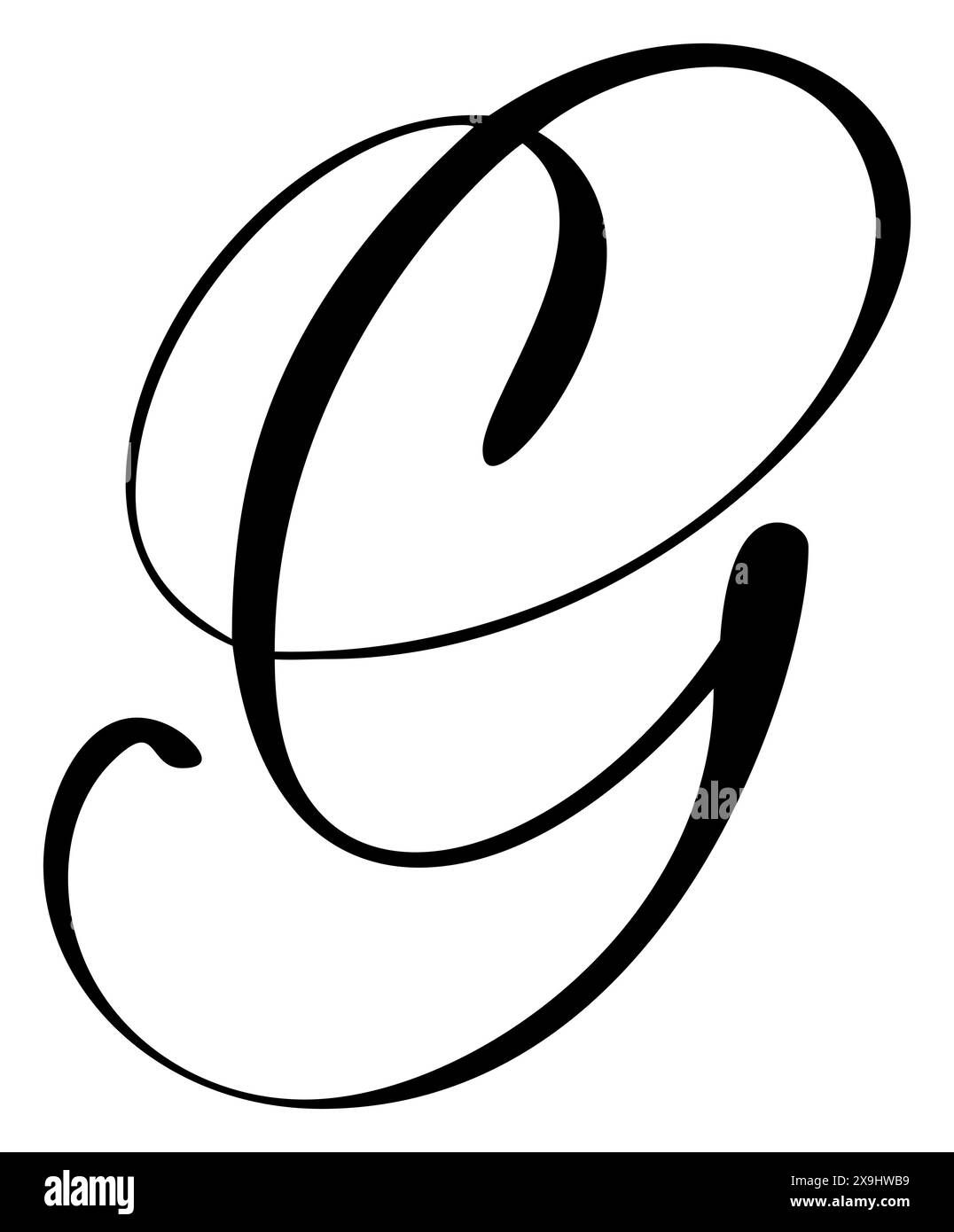 Vector calligraphy hand drawn letter G logo. Script font. Handwritten ...