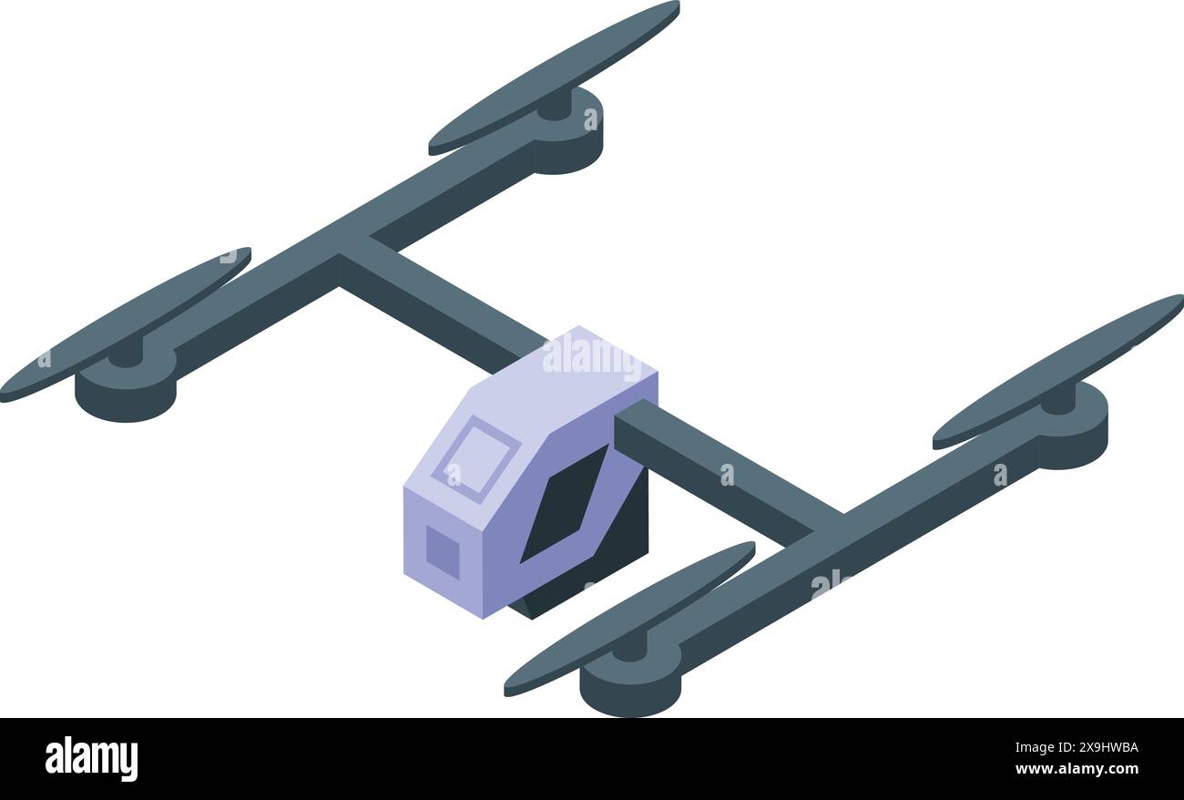 3d vector graphic of an isometric drone equipped with a camera, in a ...