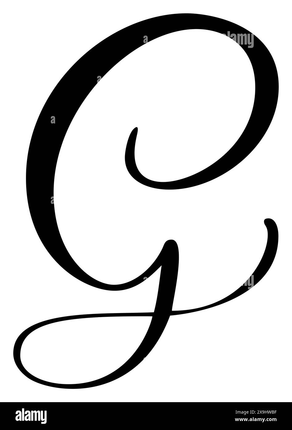 Vector calligraphy hand drawn letter G. Script font logo icon ...