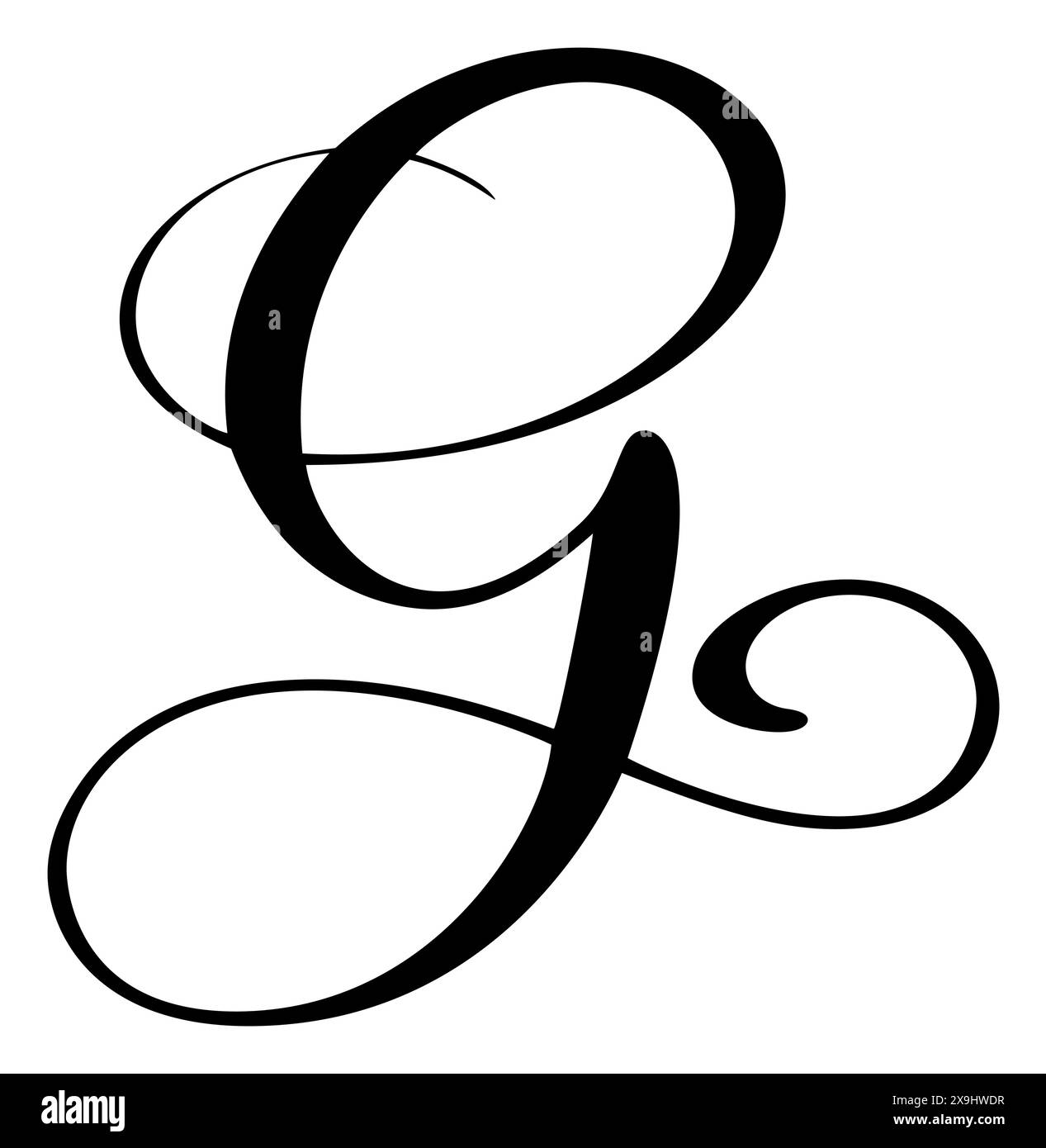 Hand drawn vector calligraphy letter G. Script font logo. Handwritten ...