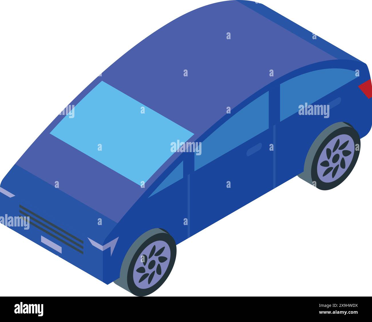 Modern and sleek isometric blue car vector illustration icon in a ...