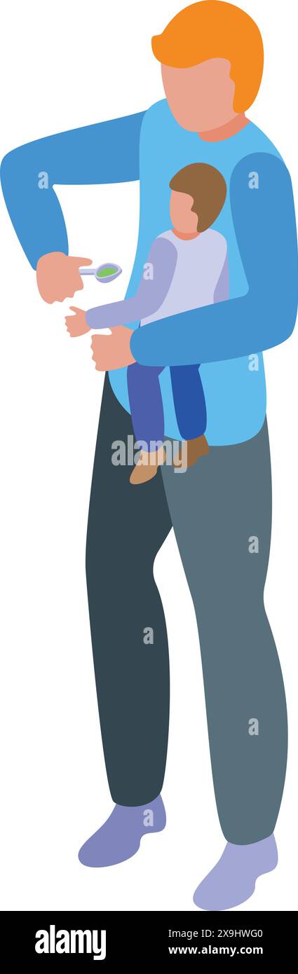 Vector illustration of a tender moment between a caring father and his ...