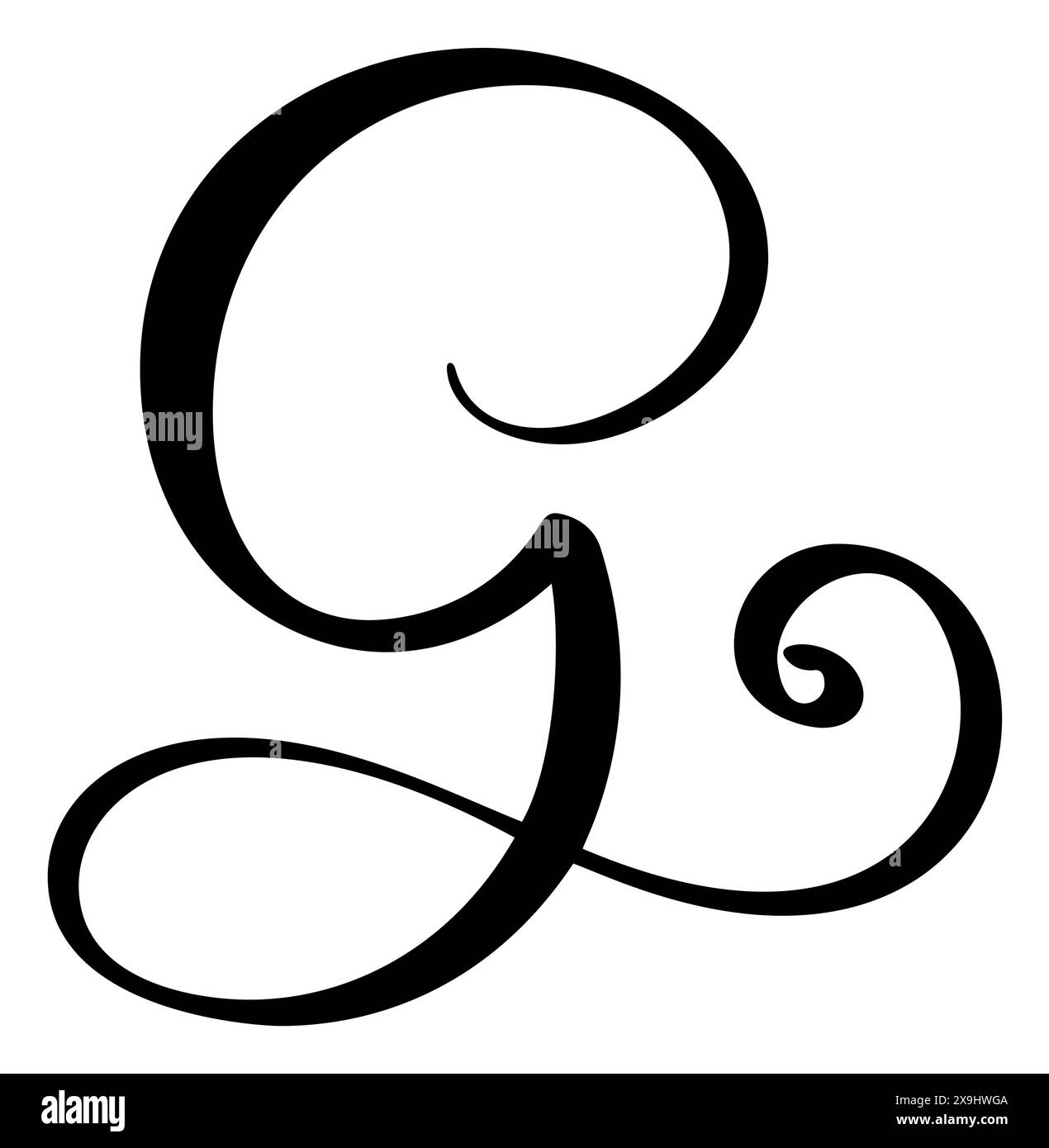 Hand drawn vector calligraphy letter G. Script font logo. Handwritten ...