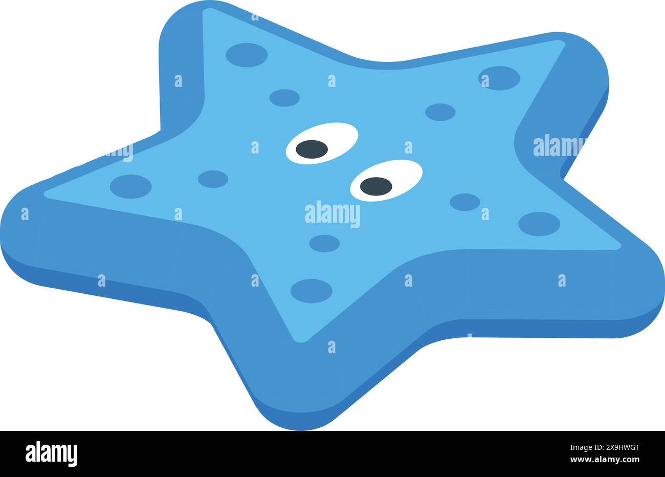 Cheerful and playful cartoon blue starfish illustration in a vibrant ...